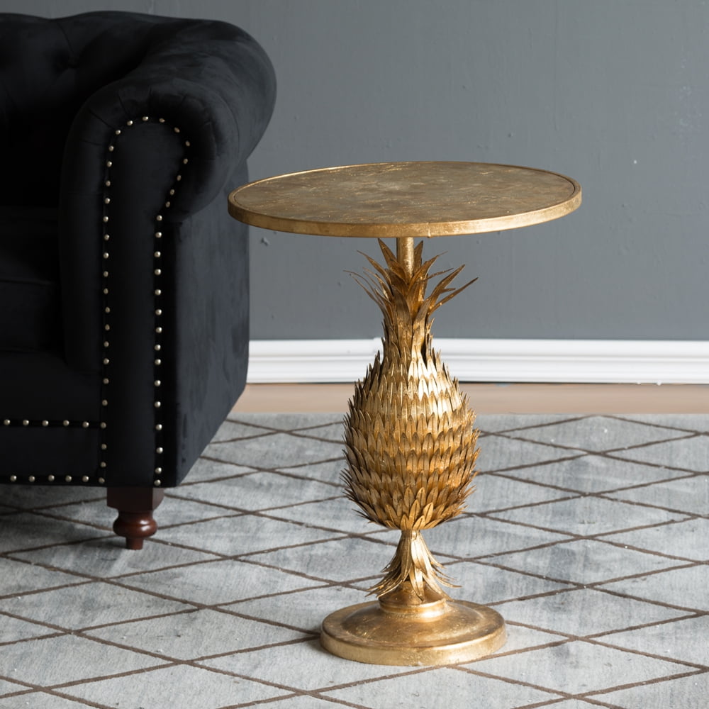 DUOSONG 20.5X20.5X26.8" Pineapple Table Gold Iron Furniture Primary ...
