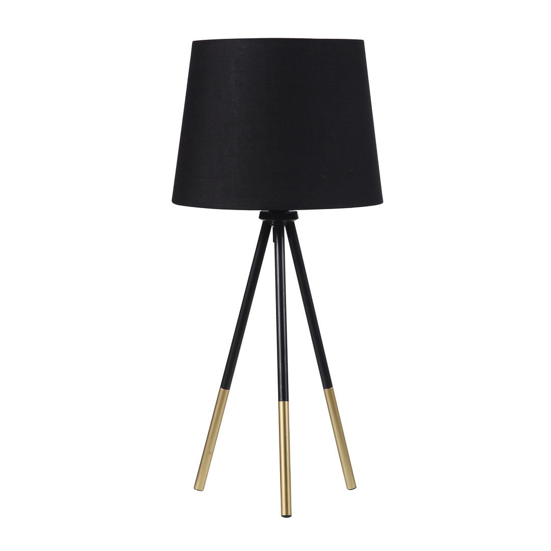 Table Lamps 20" Tripod Leg Metal Table Lamp" Devon", Matte Black / Gold ...