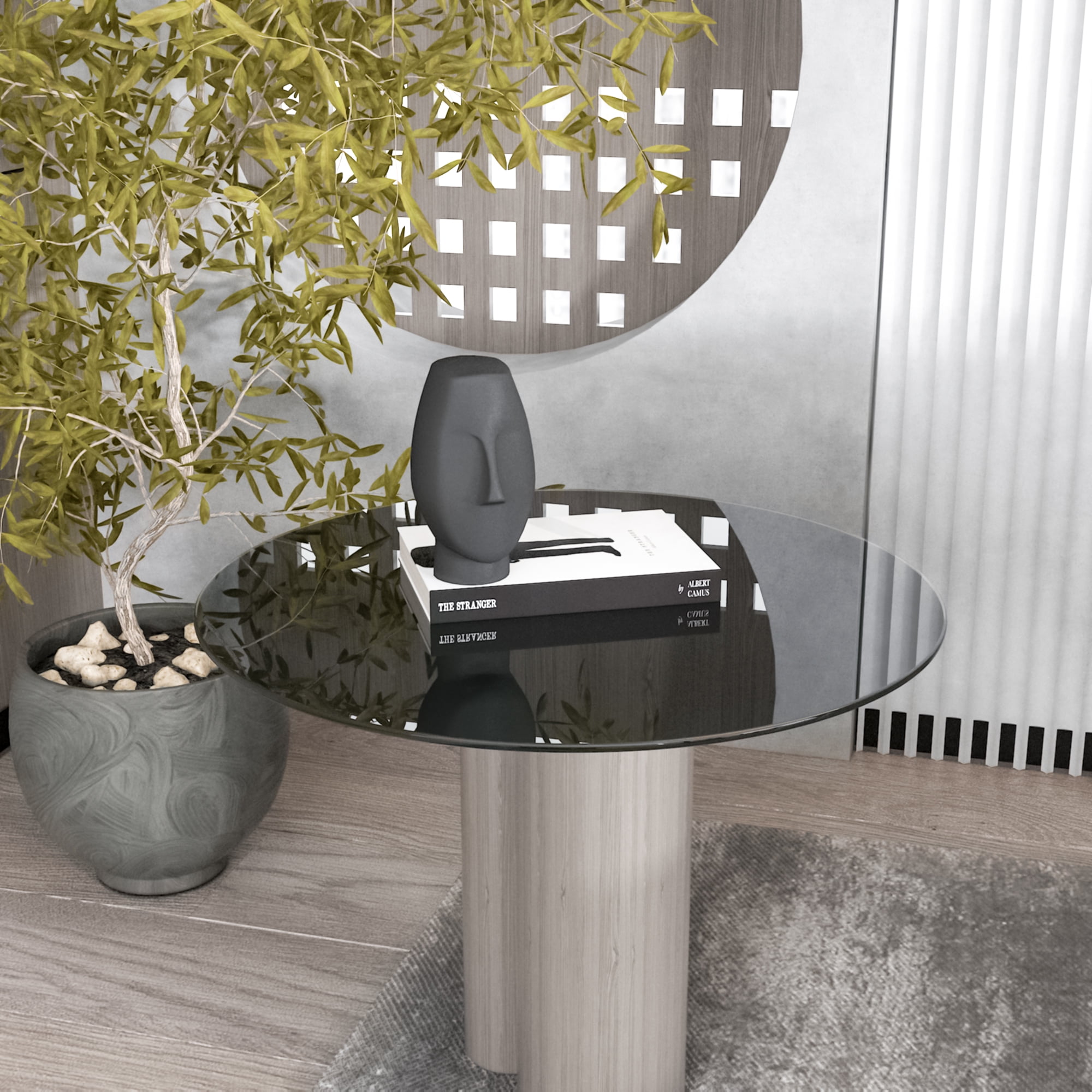 DUOSONG 24" Inch Round Tempered Glass Table Top Black Glass 1/4" Inch ...