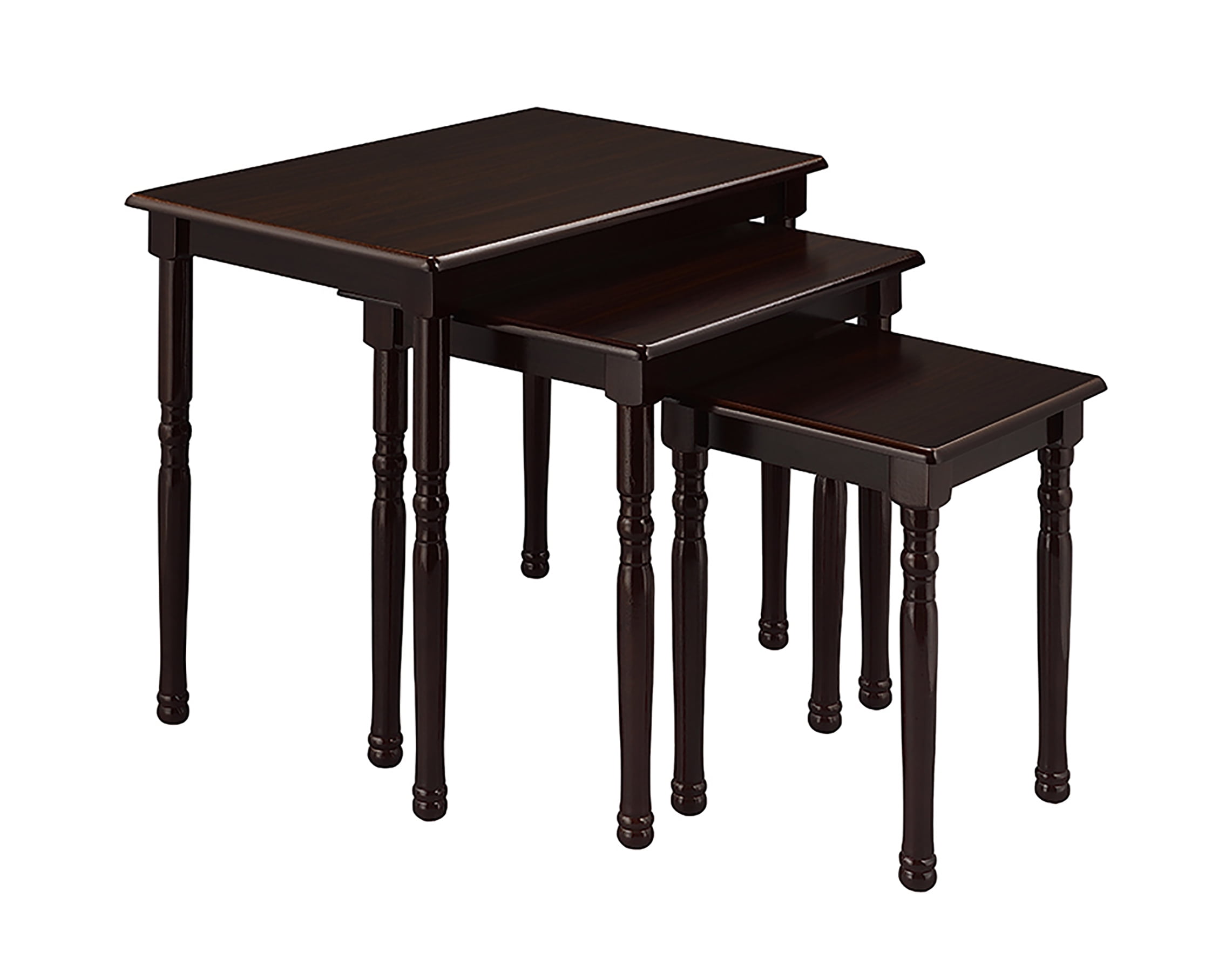 DUOSONG 3-Piece Wooden Nesting Table Set, Dark Cherry Finish Cherry ...