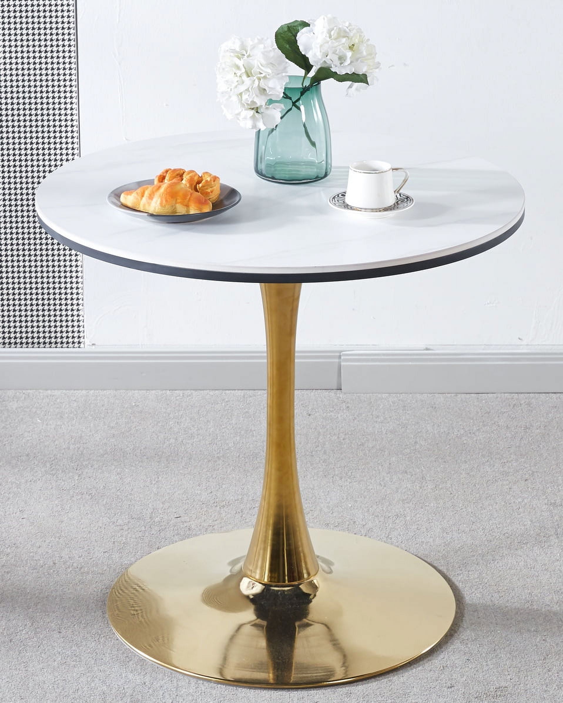 DUOSONG 31.5"Golden And White Tulip Table Mid-Century Dining Table For ...
