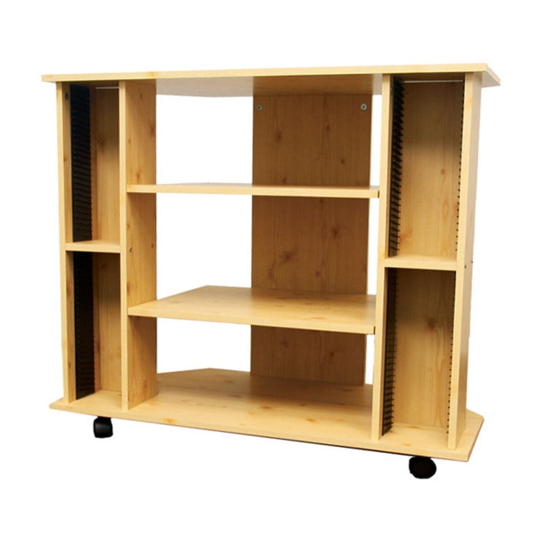 DUOSONG 35" X 30" Wooden Tv Stand, Natural Finish Natural Wood ...