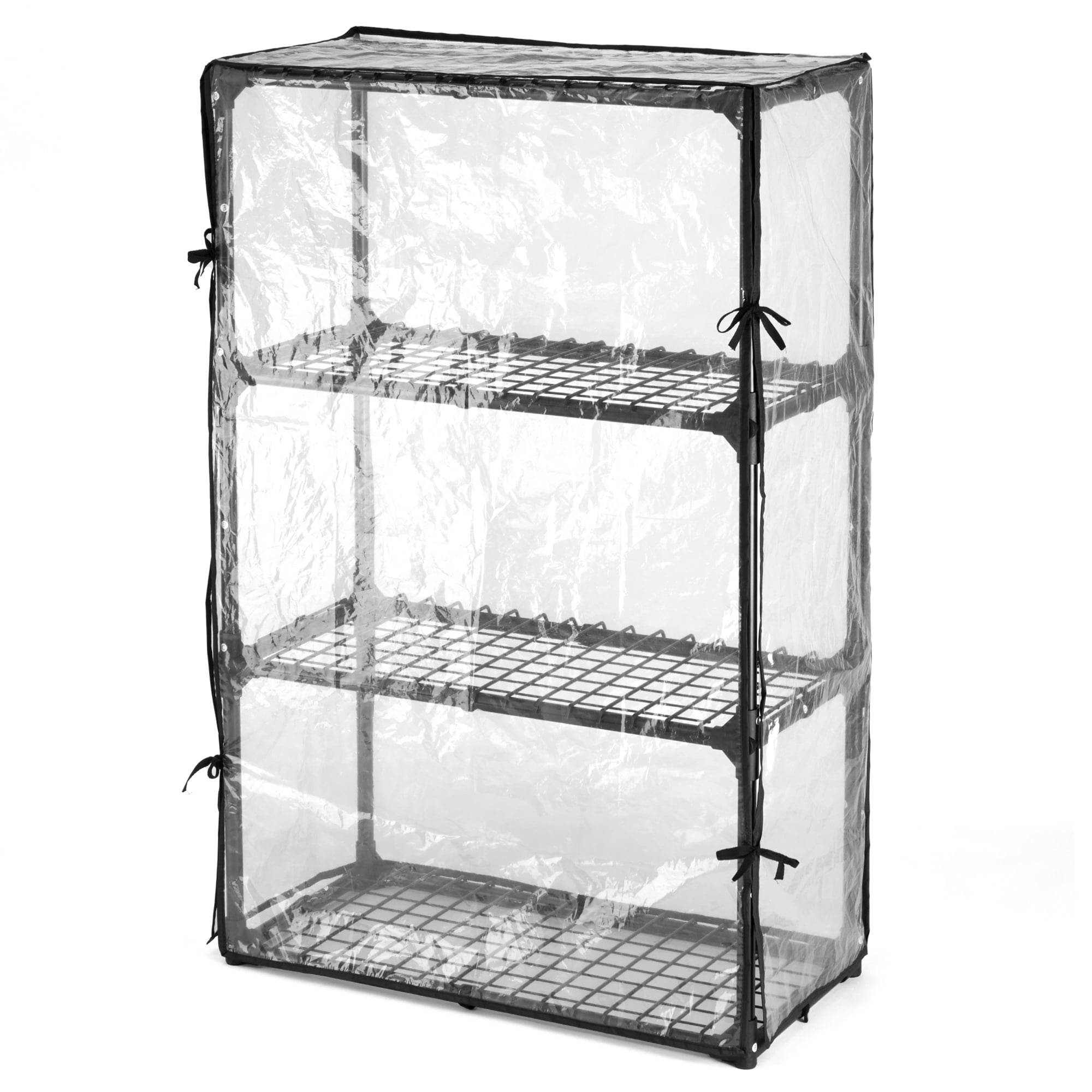 DUOSONG 4-Shelf Wire Rack(1Pack) With Cover Black Steel Furniture ...