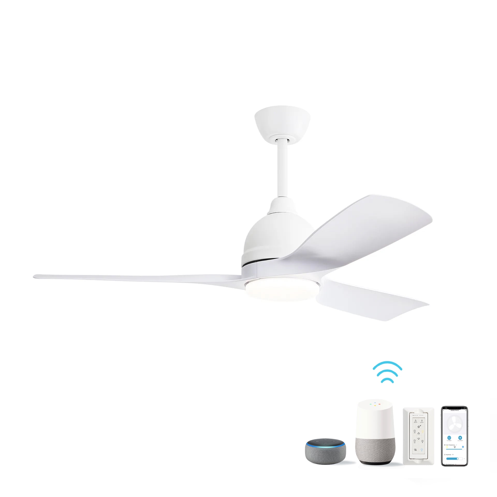 DUOSONG 54 Inch White Abs Ceiling Fan 6 Speed Smart Remote Control ...