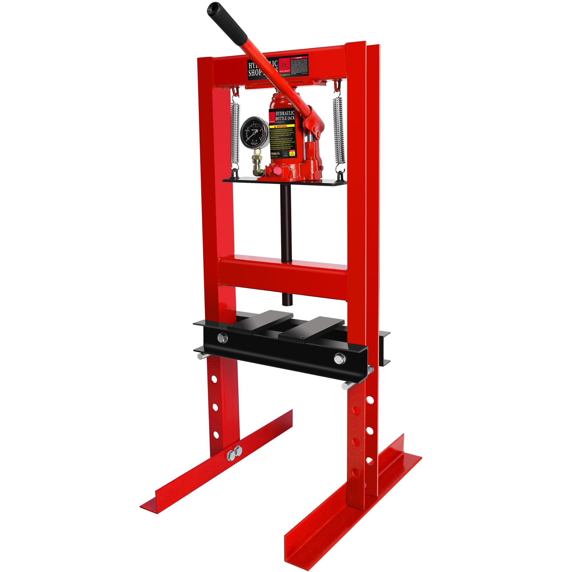 6 Ton Hydraulic Shop Floor Press, with pressure gauge Steel H-Frame ...