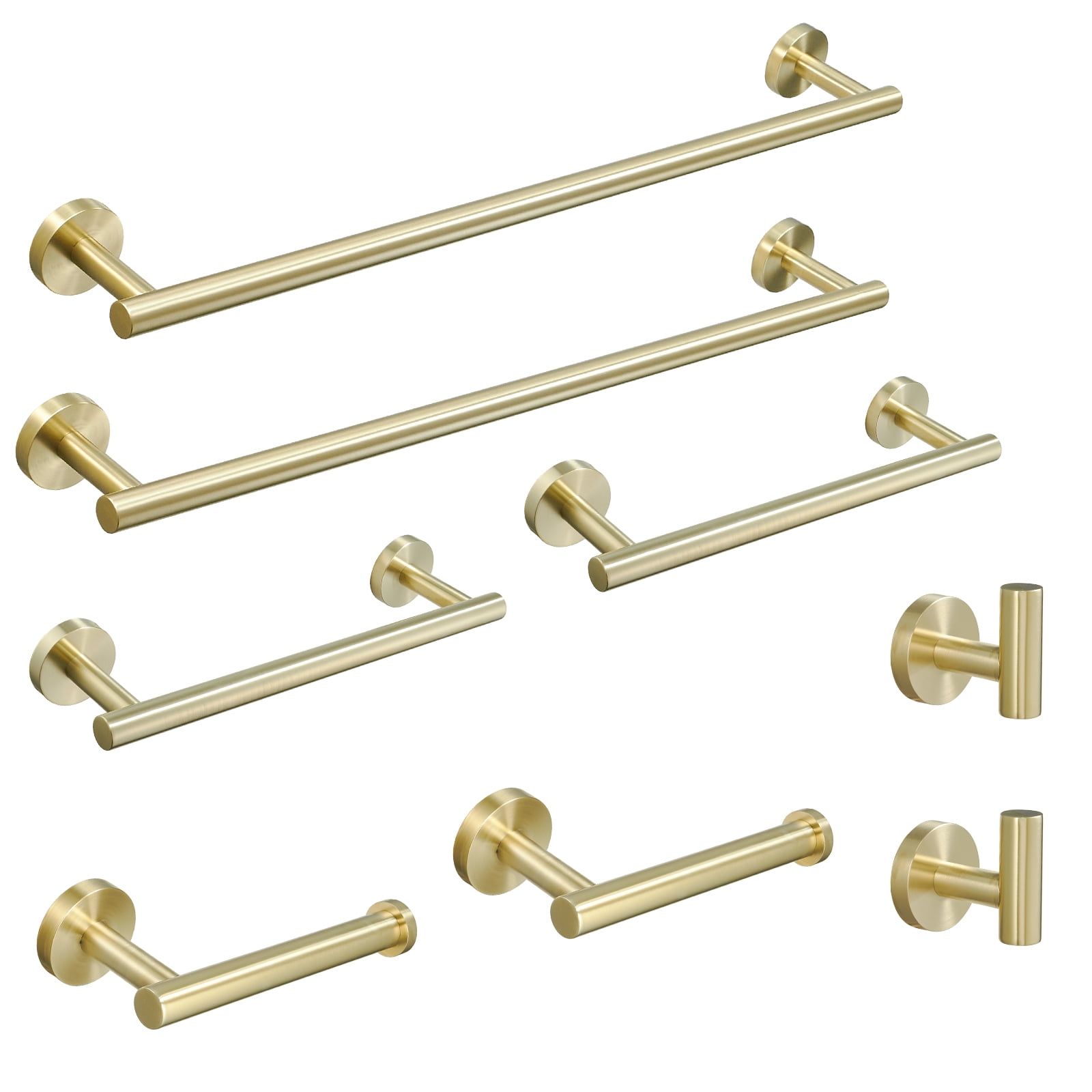 DUOSONG 8-Pieces Brushed Nickel Gold Bathroom Accessories Set ...
