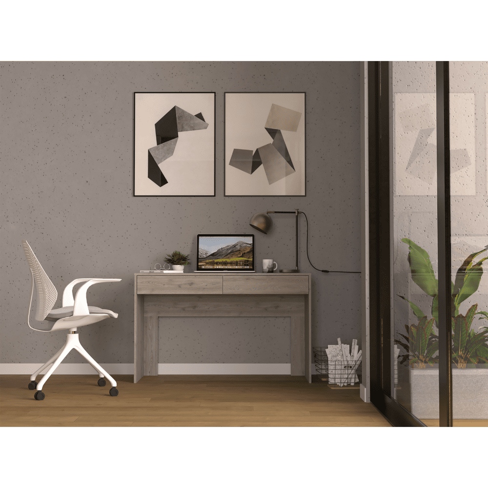 DUOSONG Computer Desk With Two Drawers Writing , Light Gray Gray ...