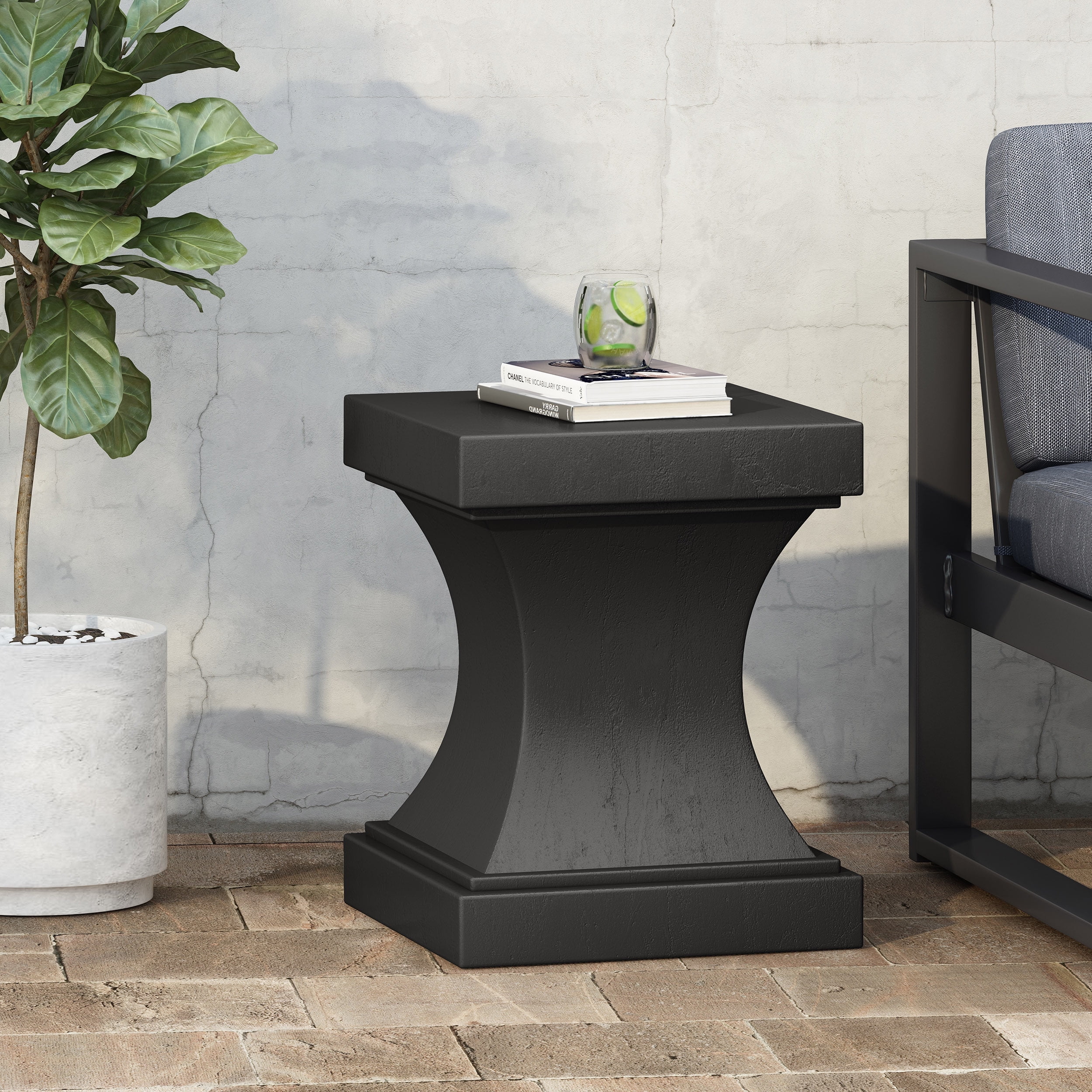DUOSONG Athena Side Table Black Magnesium Oxide Garden & Outdoor ...