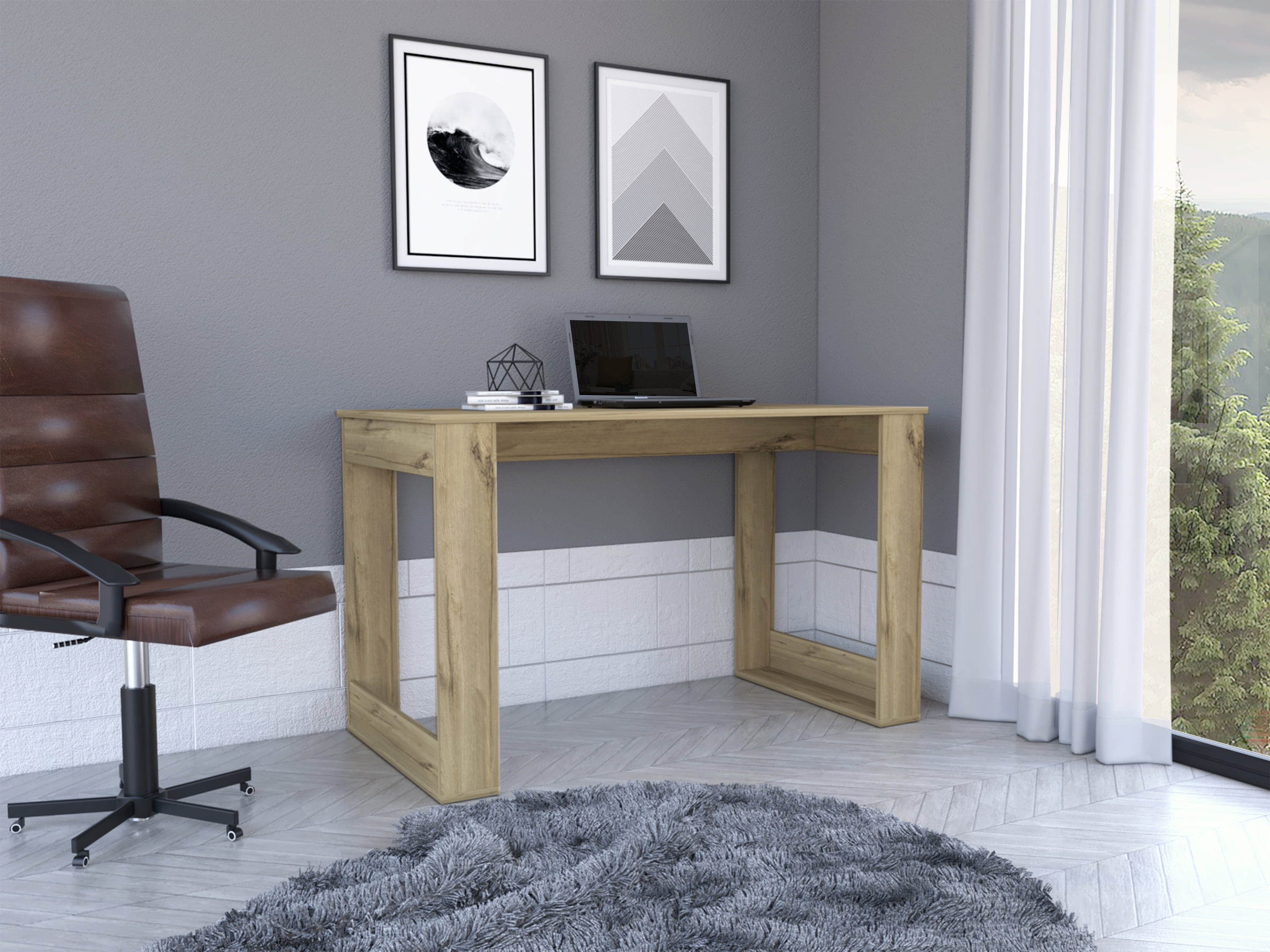 DUOSONG Aurora Writing Computer Desk Light Oak Engineered Wood ...