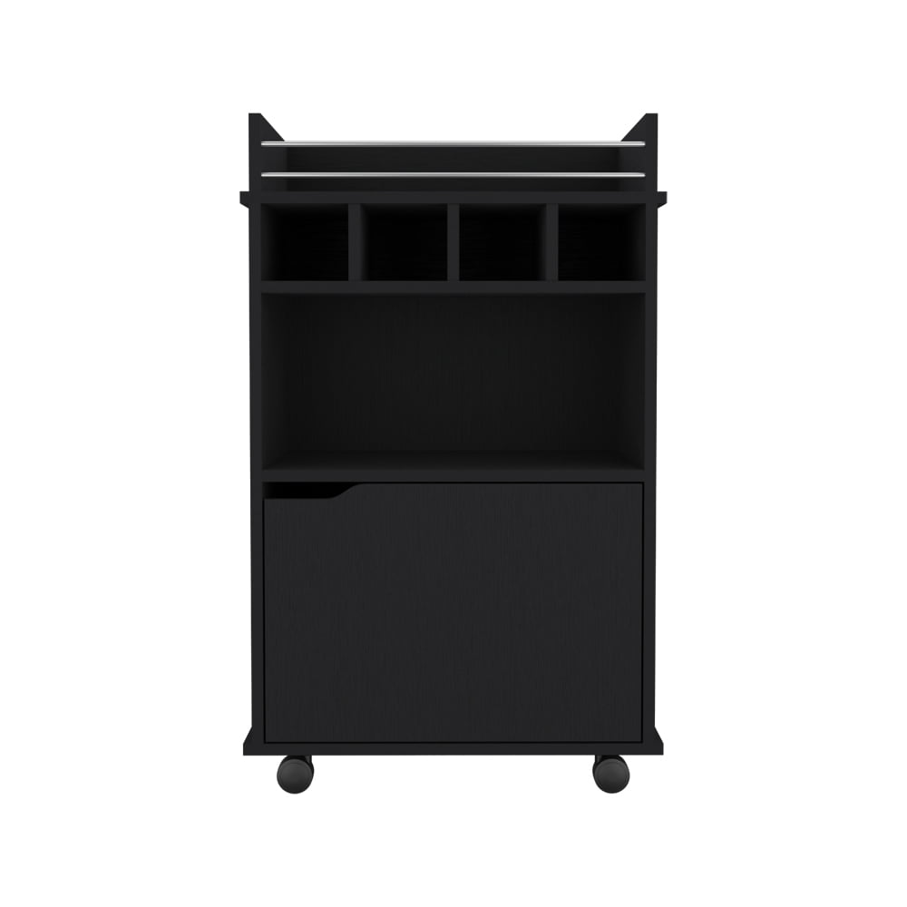 DUOSONG Bar Cart Kinsley, Living Room, Black Black Engineered Wood ...