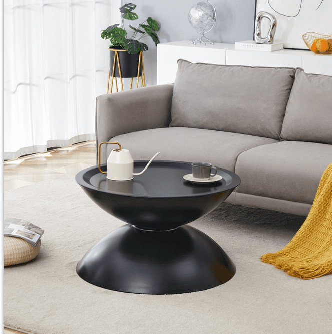 Round Coffee Table with Storage Top - 27.5" Multifunctional End Table ...