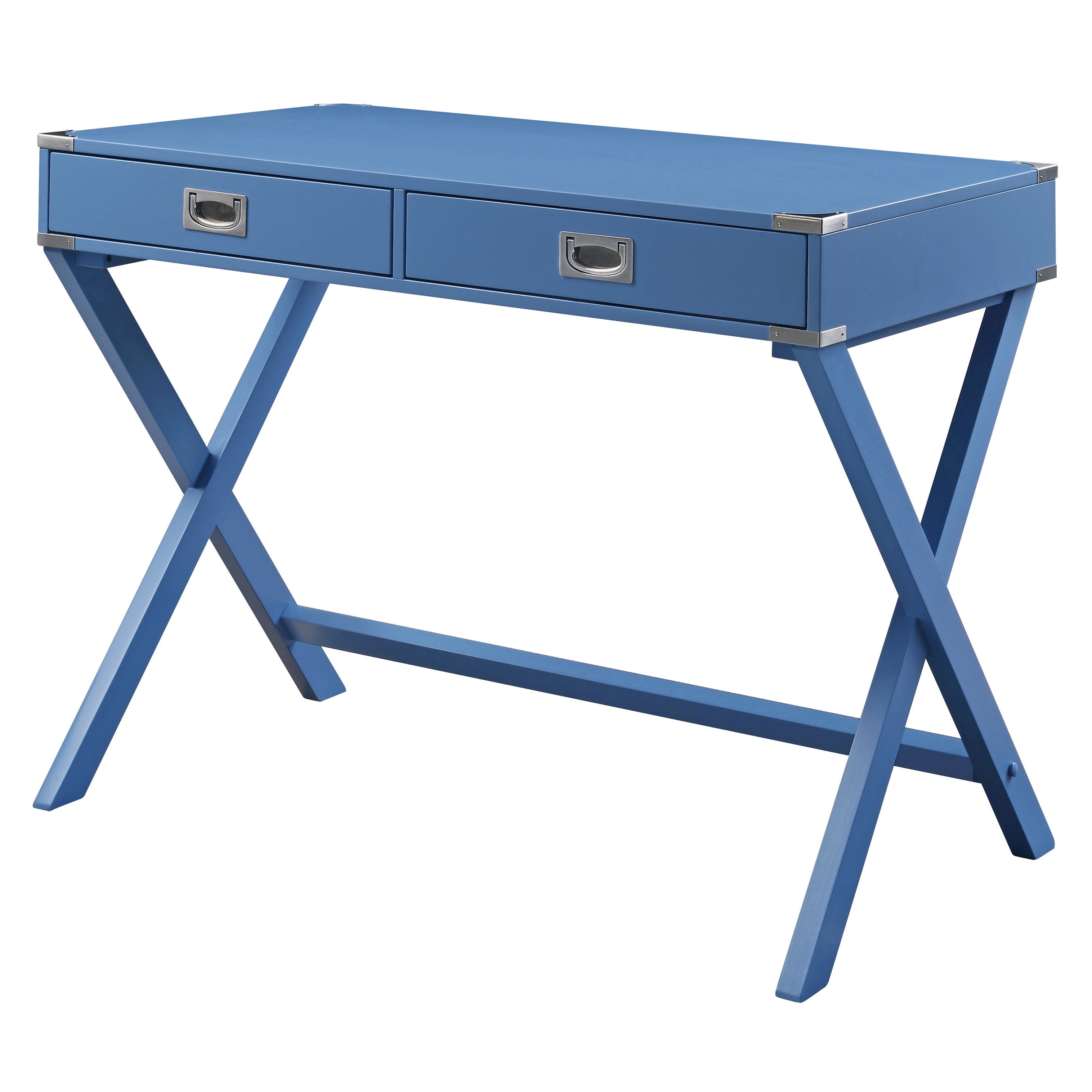DUOSONG Blue Writing Desk With 2 Drawers Blue Wood Furniture Office ...