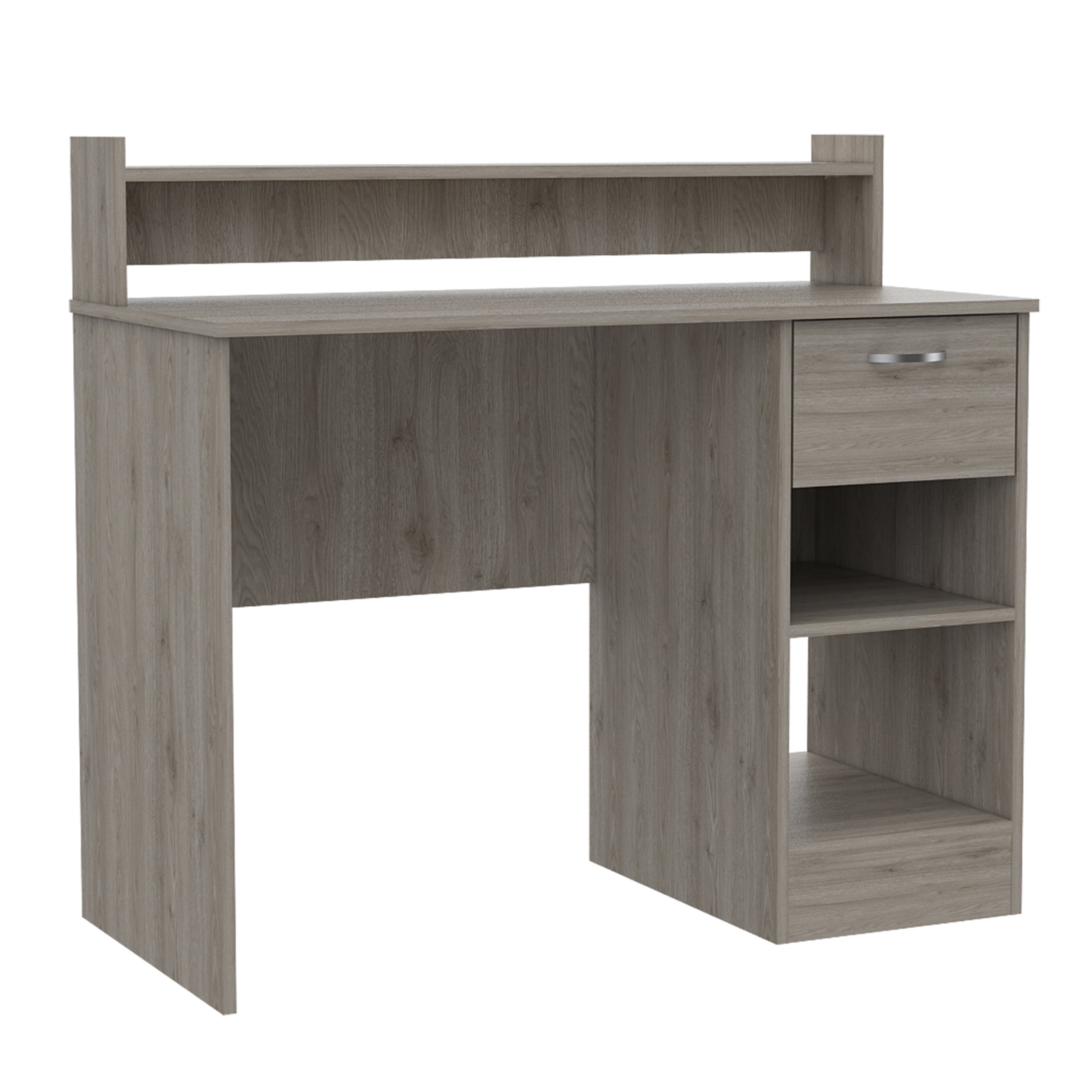 DUOSONG Charlotte Computer Desk With 2 Storage Shelves And Drawer Light ...