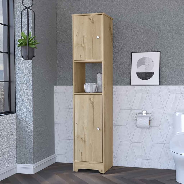 DUOSONG Charlotte Linen Cabinet, 2 Single Door Cabinet, Division, One ...