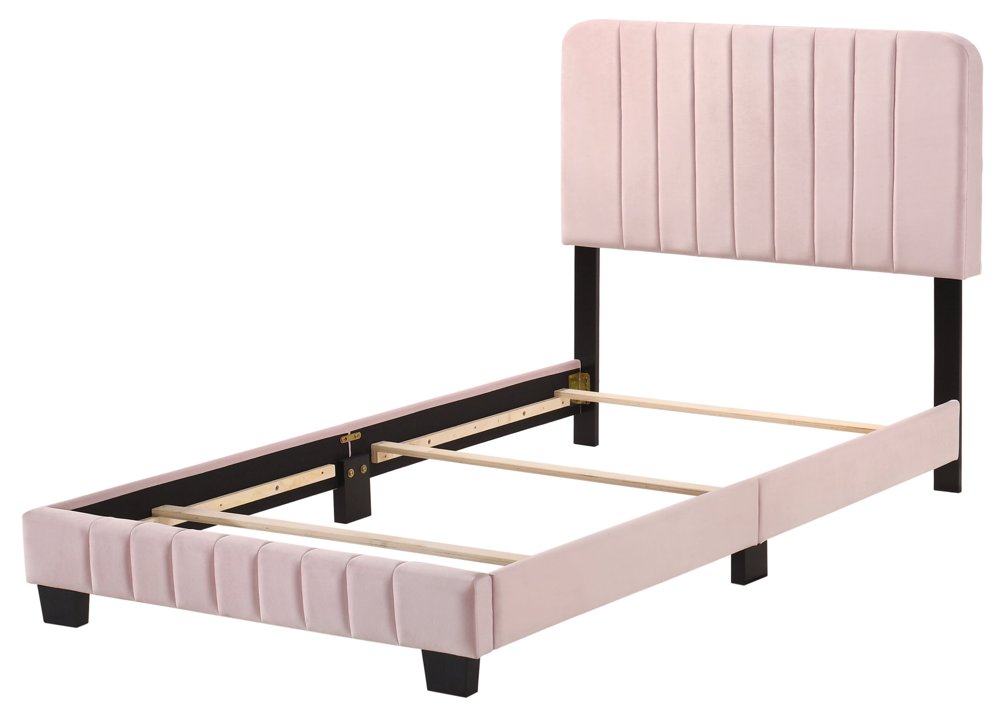DUOSONG Charming Contemporary Pink Twin Bed Pink Velvet Furniture ...
