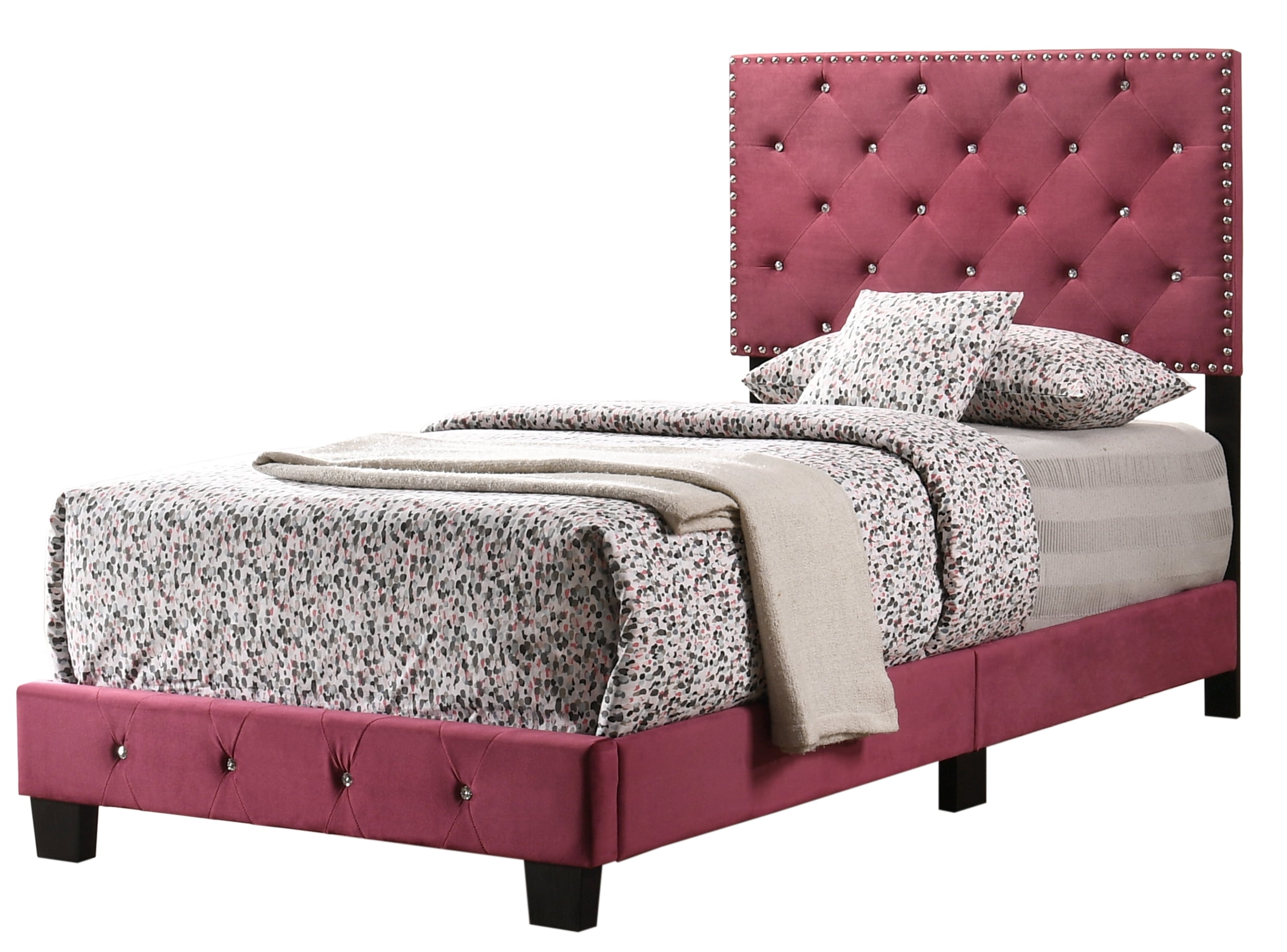 DUOSONG Charming Twin Bed In Cherry Finish Cherry Velvet Furniture ...