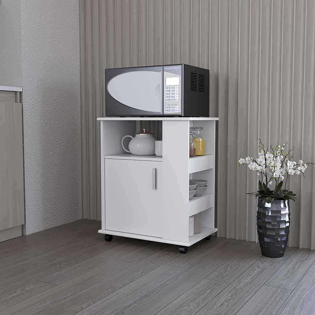 DUOSONG Clayton Kit Lower Microwave Cabinet White Engineered Wood ...