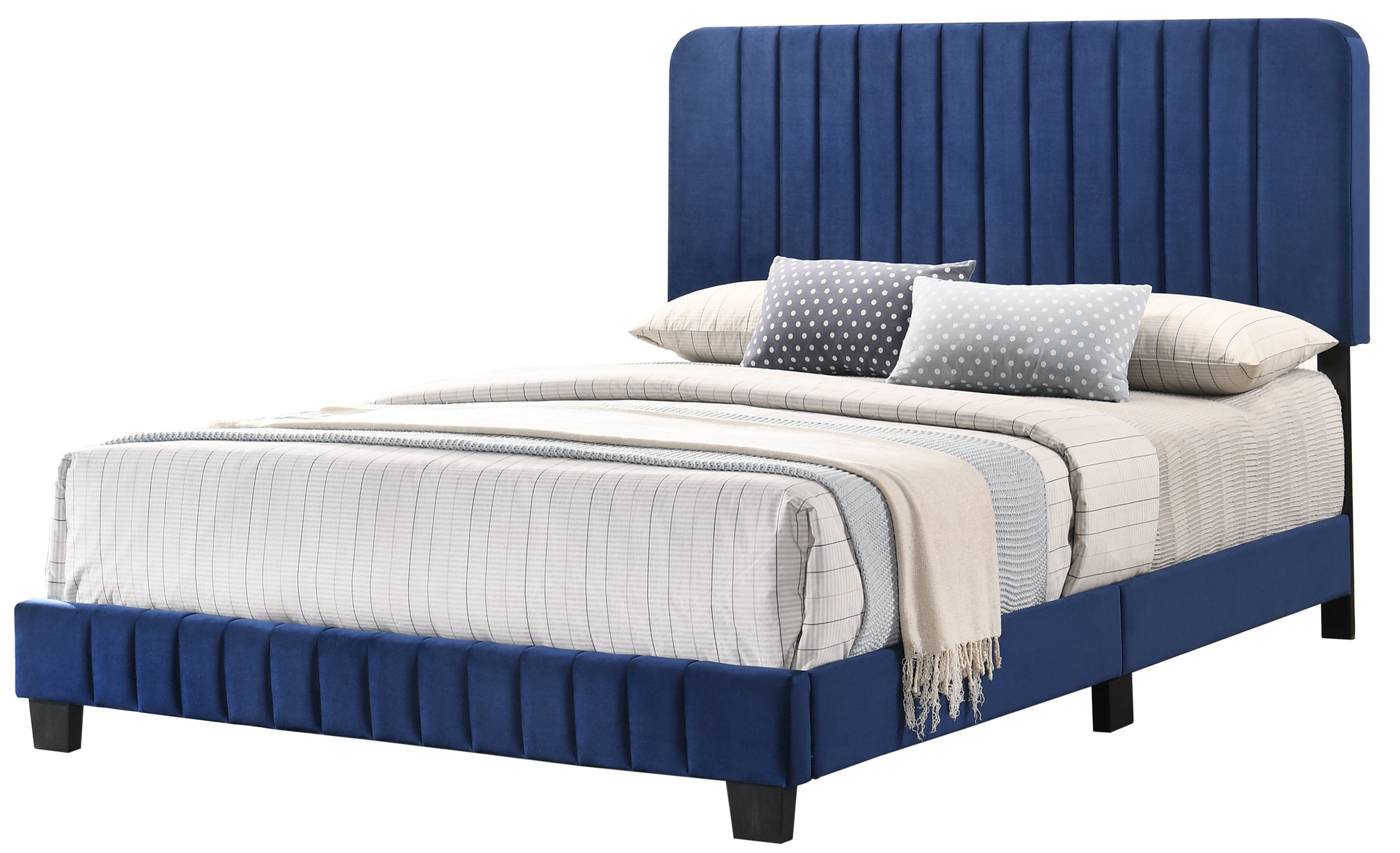 DUOSONG Contemporary Navy Blue Full Bed For Any Room Navy Blue Velvet ...