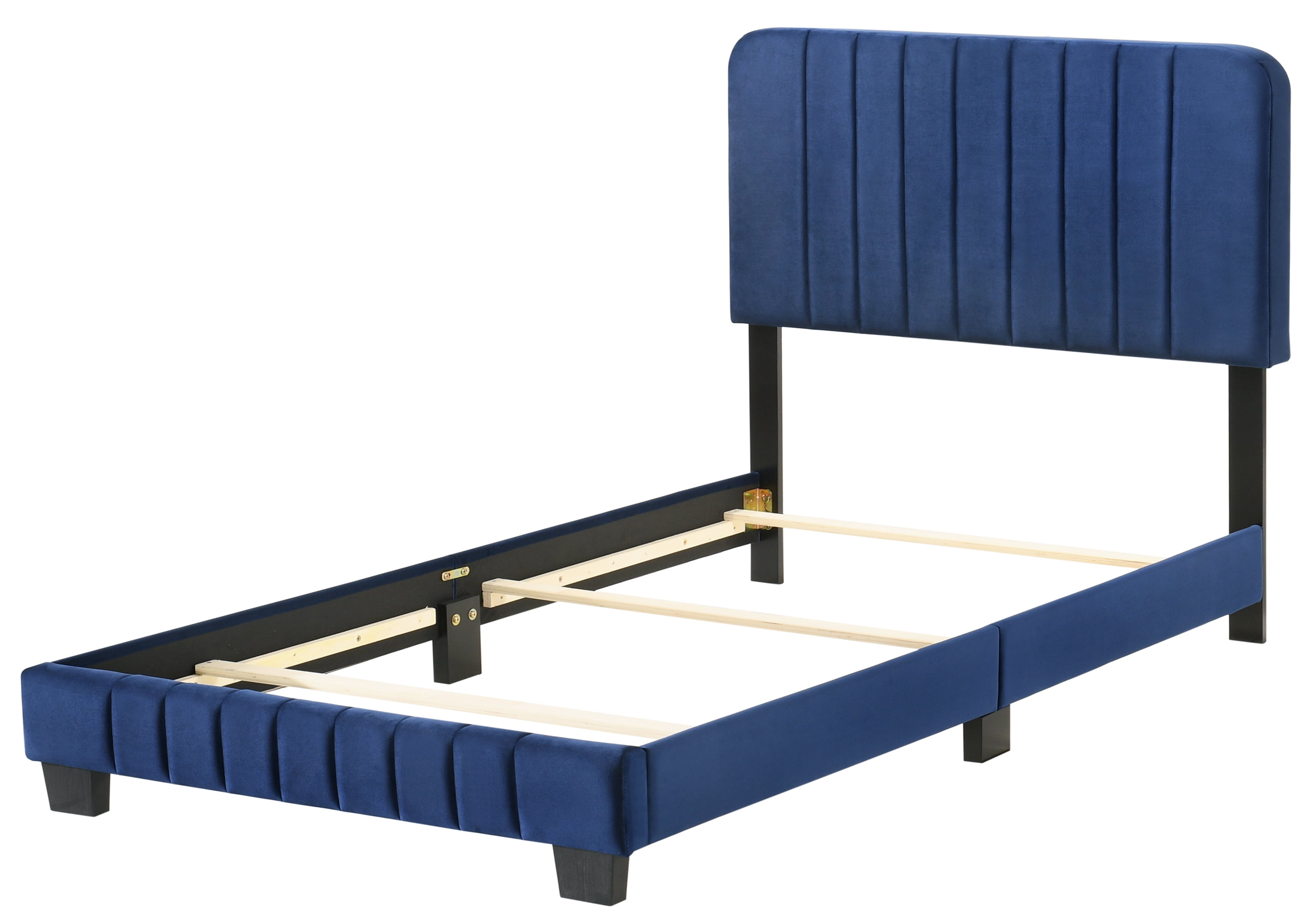 DUOSONG Contemporary Navy Blue Twin Bed Navy Blue Velvet Furniture ...