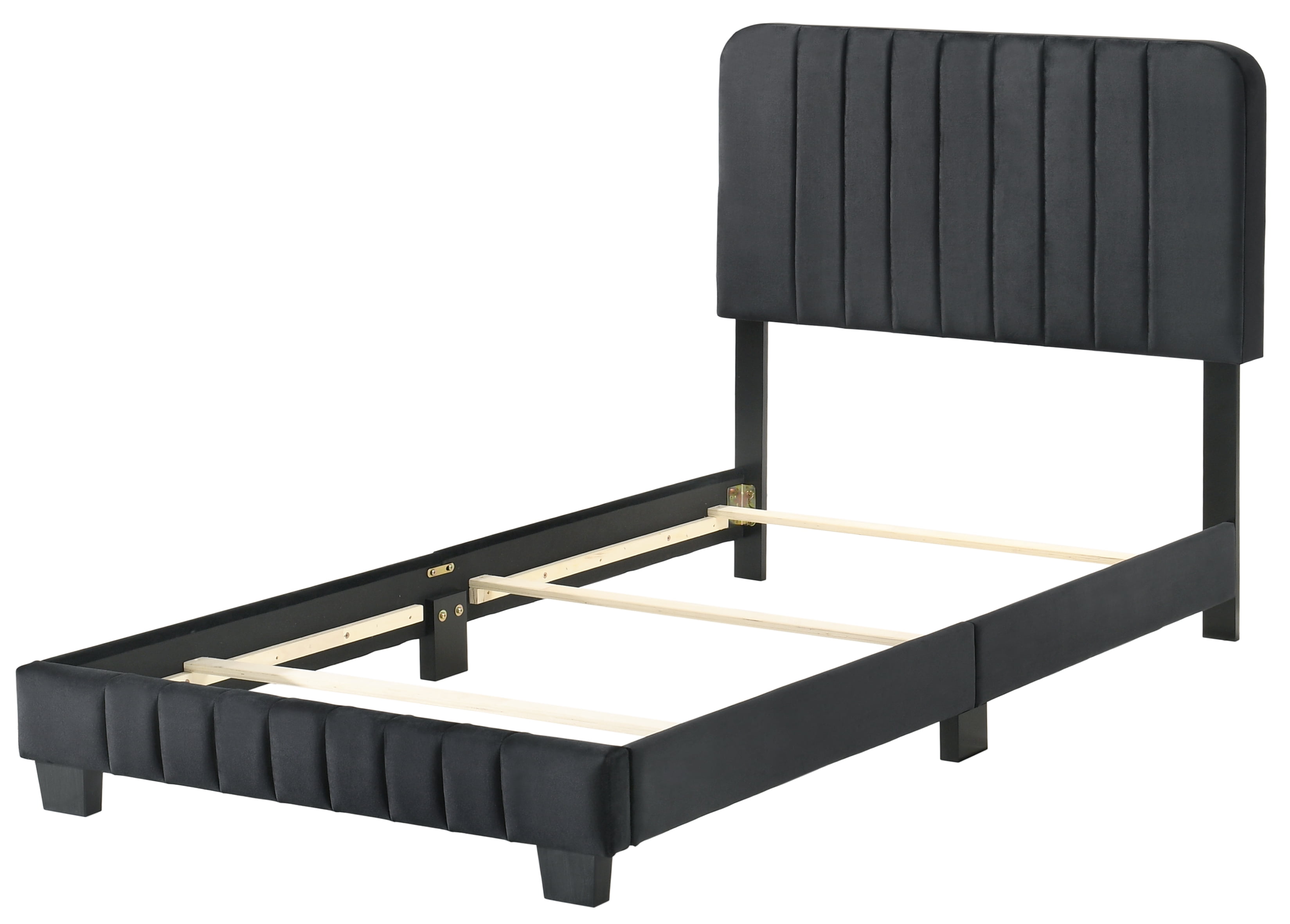 DUOSONG Contemporary Twin Bed With Underneath Storage Black Velvet ...