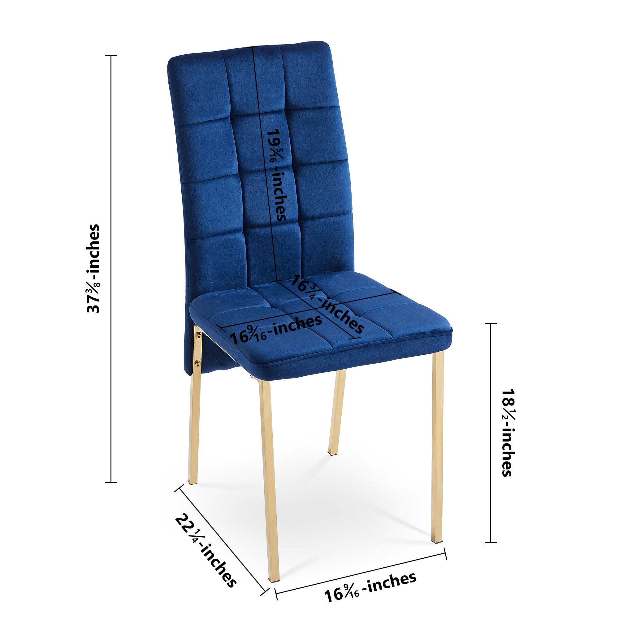 DUOSONG Dark Blue Velvet High Back Nordic Dining Chair Modern Fabric ...