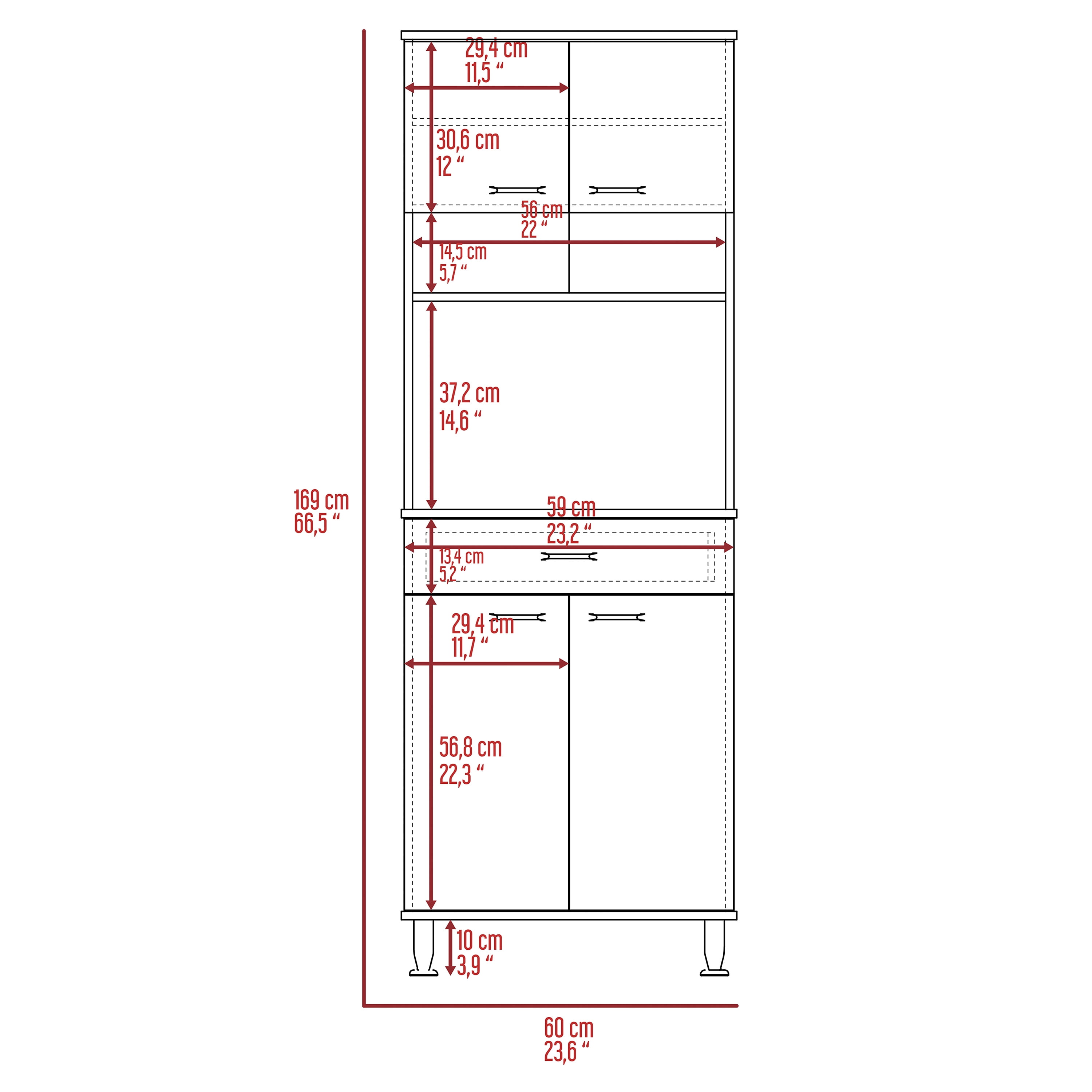 DUOSONG Della 60 Kitchen Pantry With Countertop, Closed & Open Storage ...