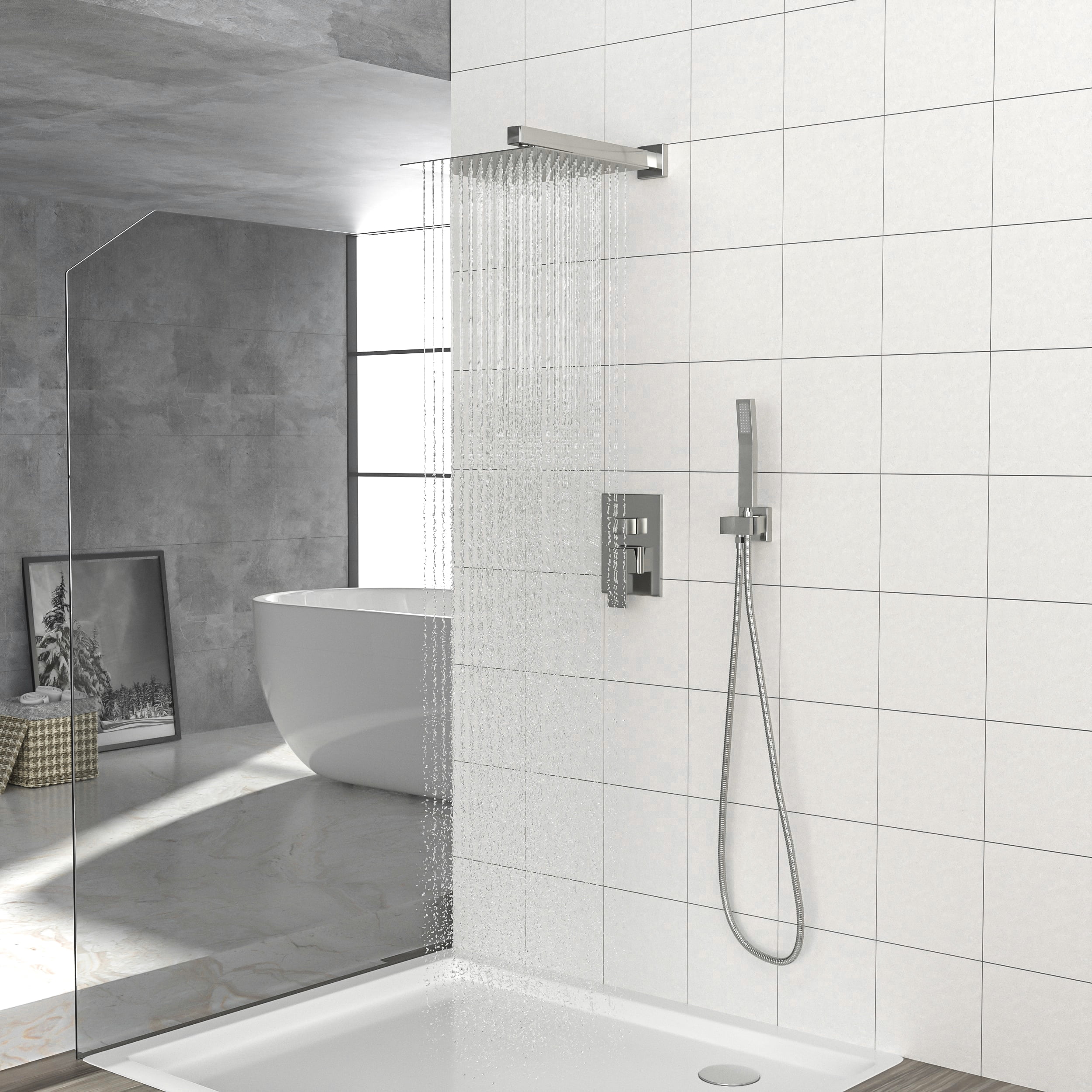 DUOSONG Dual Shower Head - 12 Inch Wall Mounted Square Shower System ...