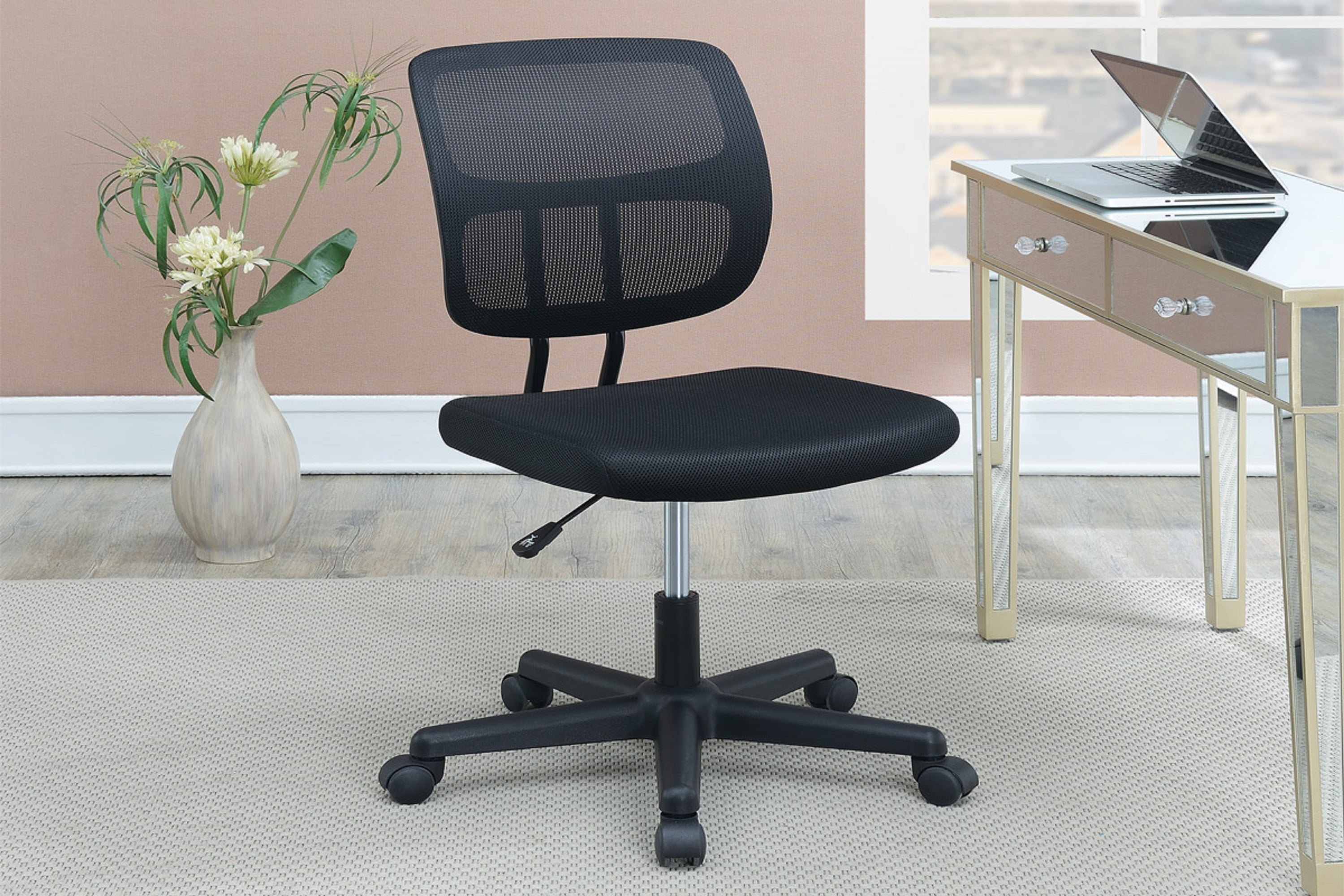 DUOSONG Elegant Design 1Pc Office Chair Black Mesh Desk Chairs Wheels ...