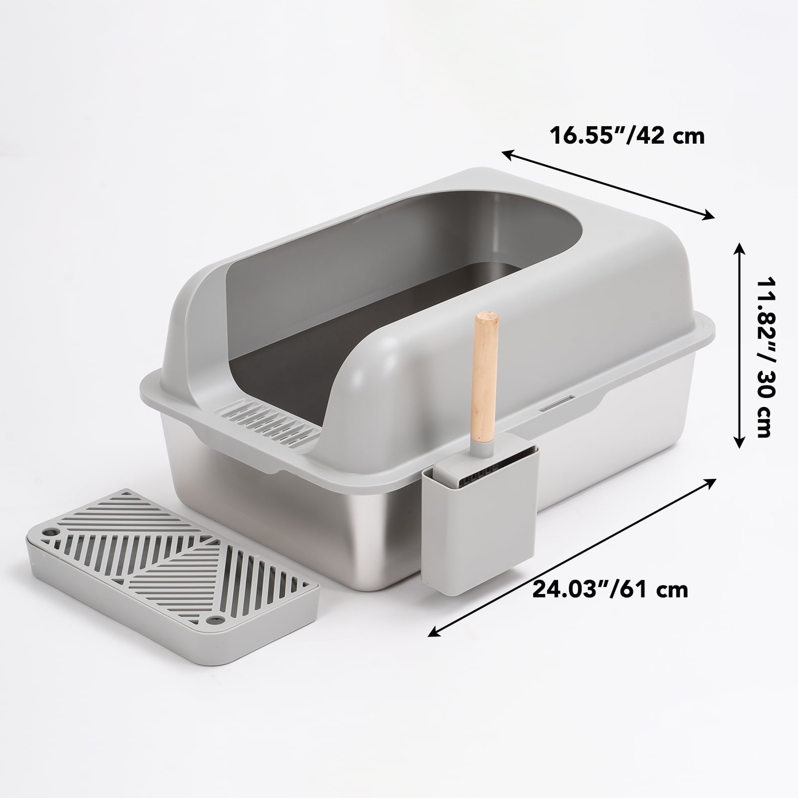 DUOSONG Enclosed Stainless Steel Cat Litter Box With Lid Extra Large ...