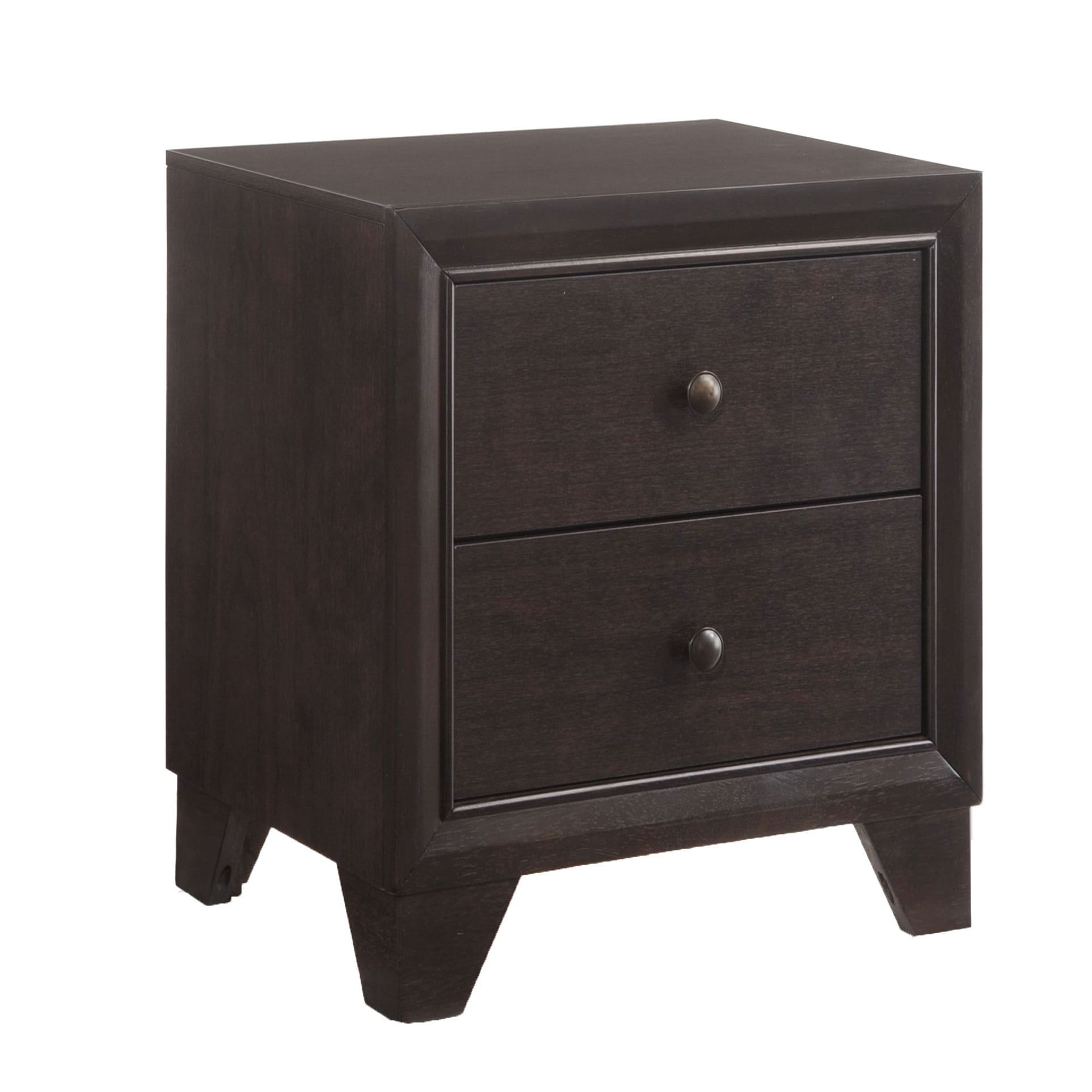 DUOSONG Espresso 2-Drawer Nightstand, Espresso Wood, Furniture, Bedroom ...