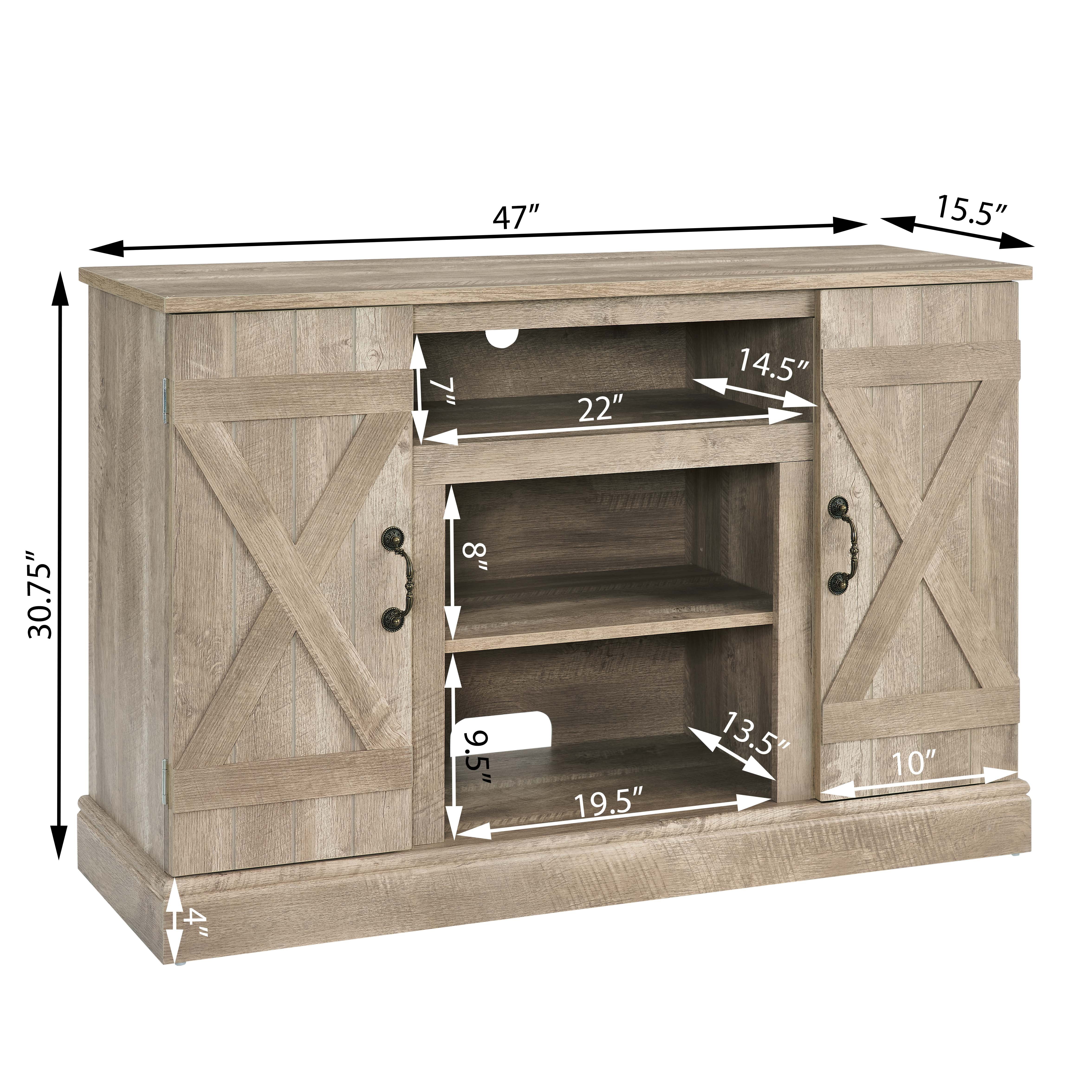 DUOSONG Farmhouse Classic Media Tv Stand Antique Entertainment Console ...