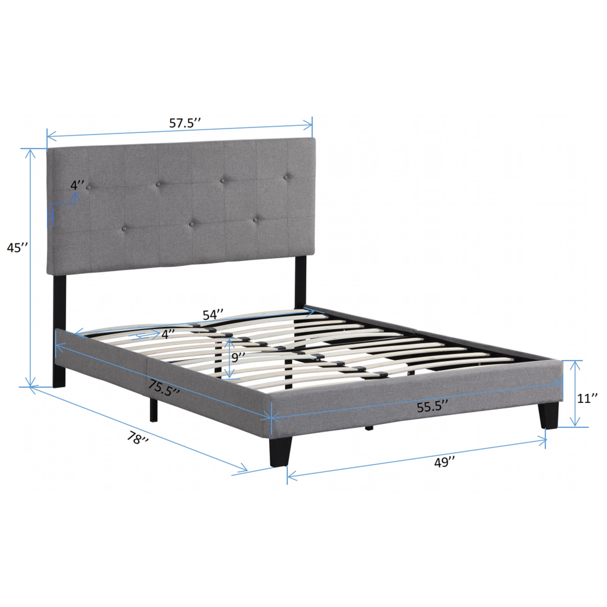 DUOSONG Full Size Upholstered Platform Bed Frame With Modern Button ...