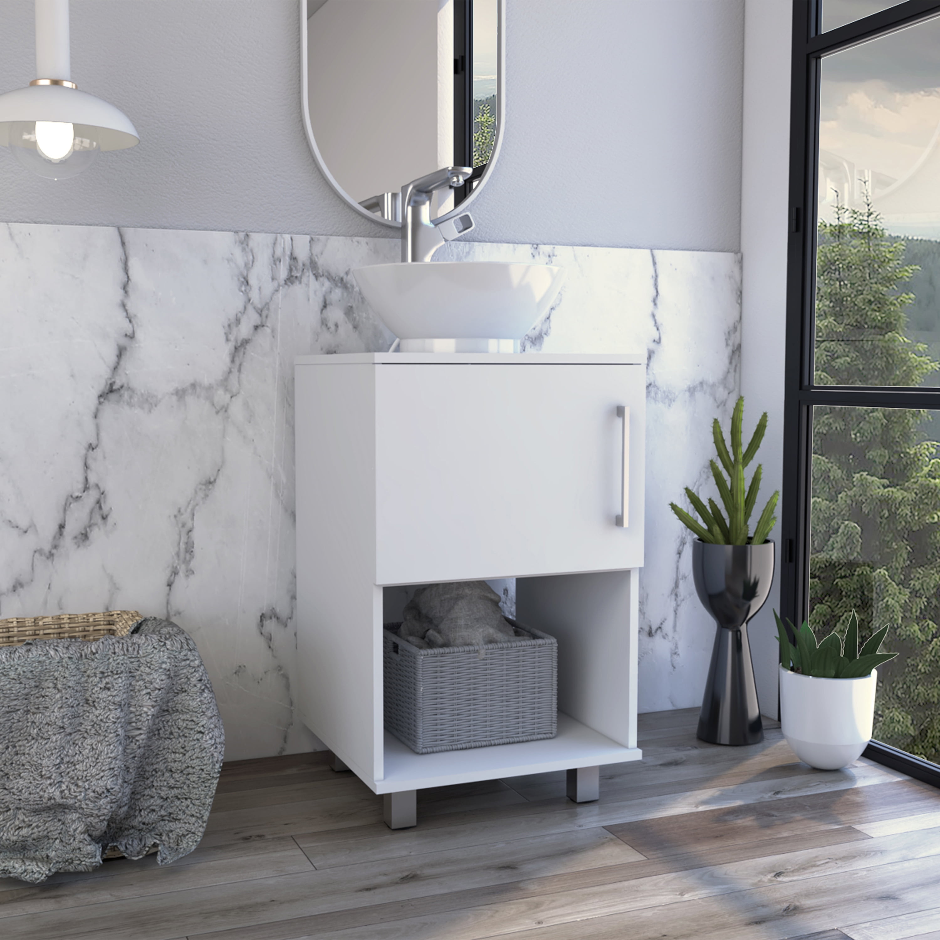DUOSONG Gouda 18" Single Bathroom Vanity, One Open Shelf, Single Door ...