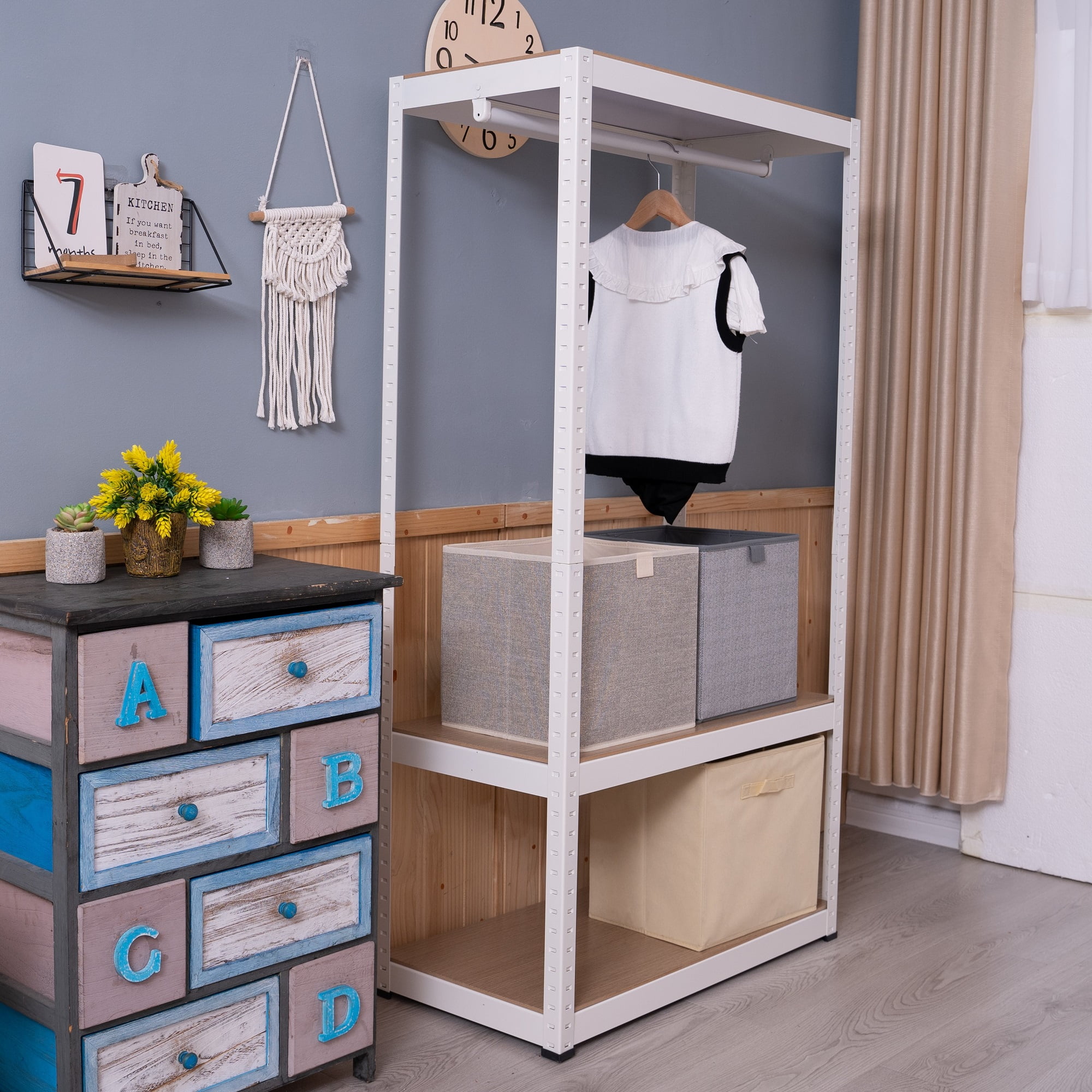DUOSONG Heavy Duty Clothing Garment Rack, Freestanding Clothing Rack ...