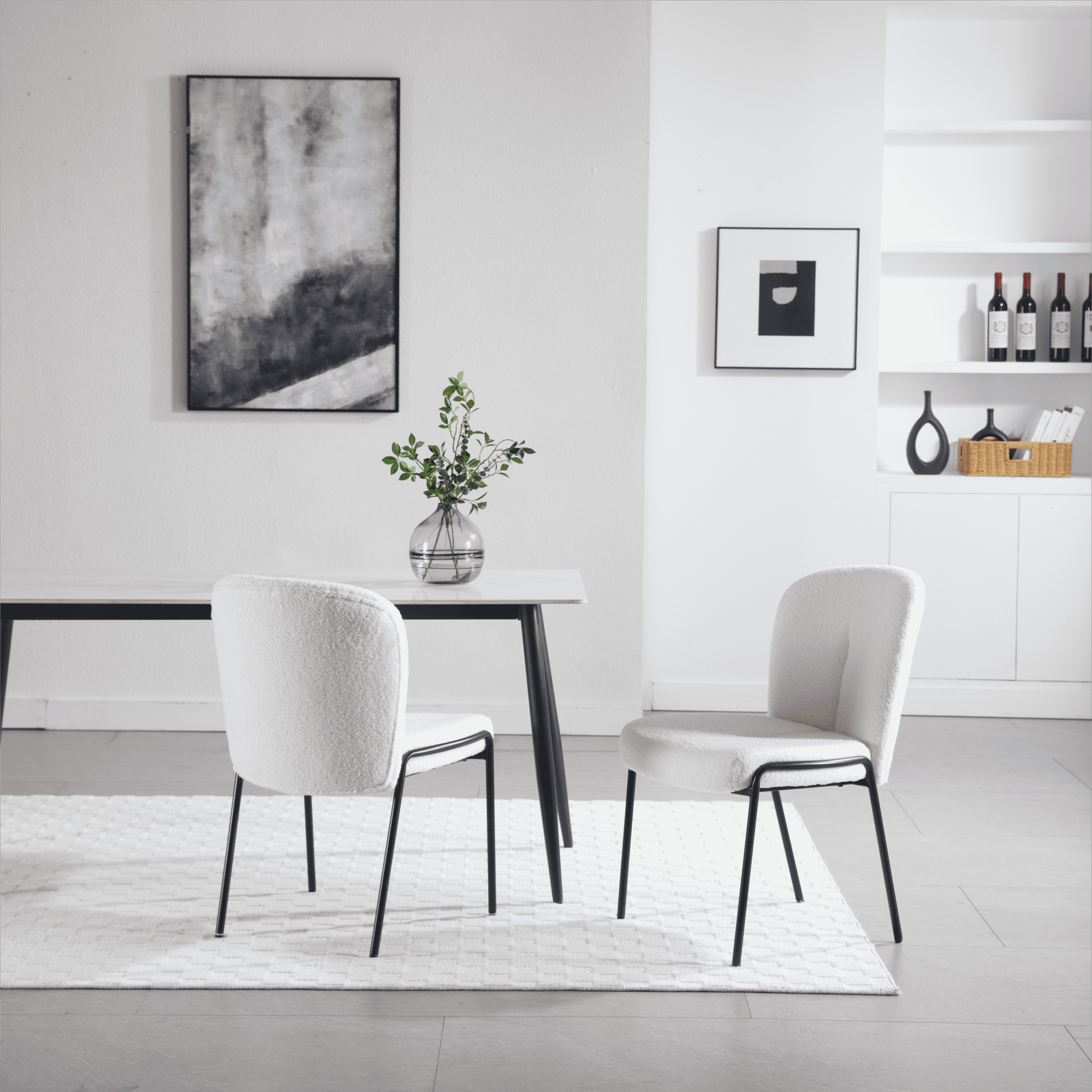 DUOSONG Heng Ming Iron Foot Dining Chair, No Armrest, High Back ...