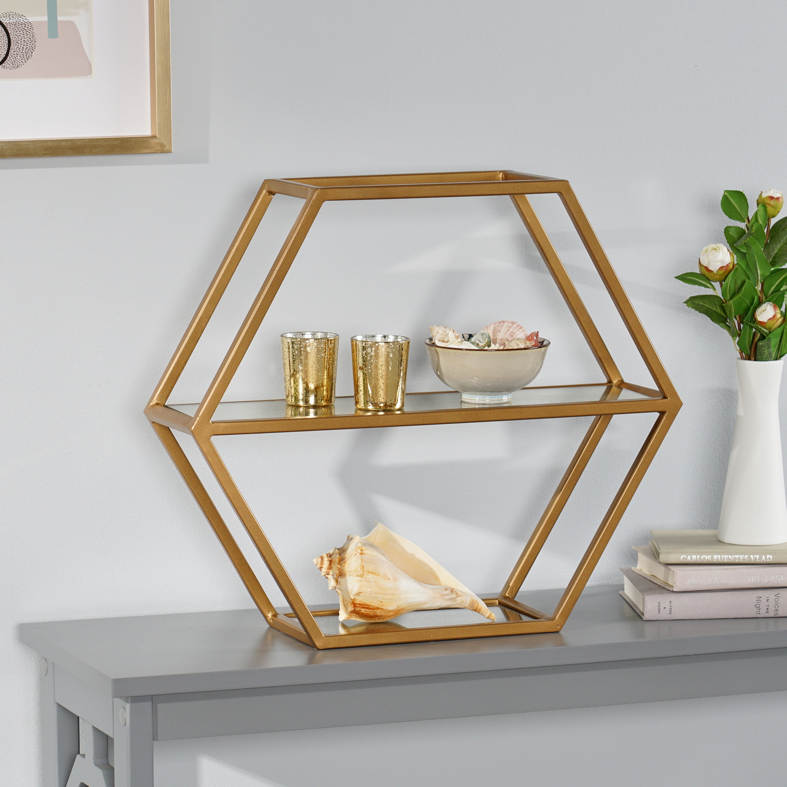 DUOSONG Hexagonal Shelf Furniture Primary Living Space Display ...