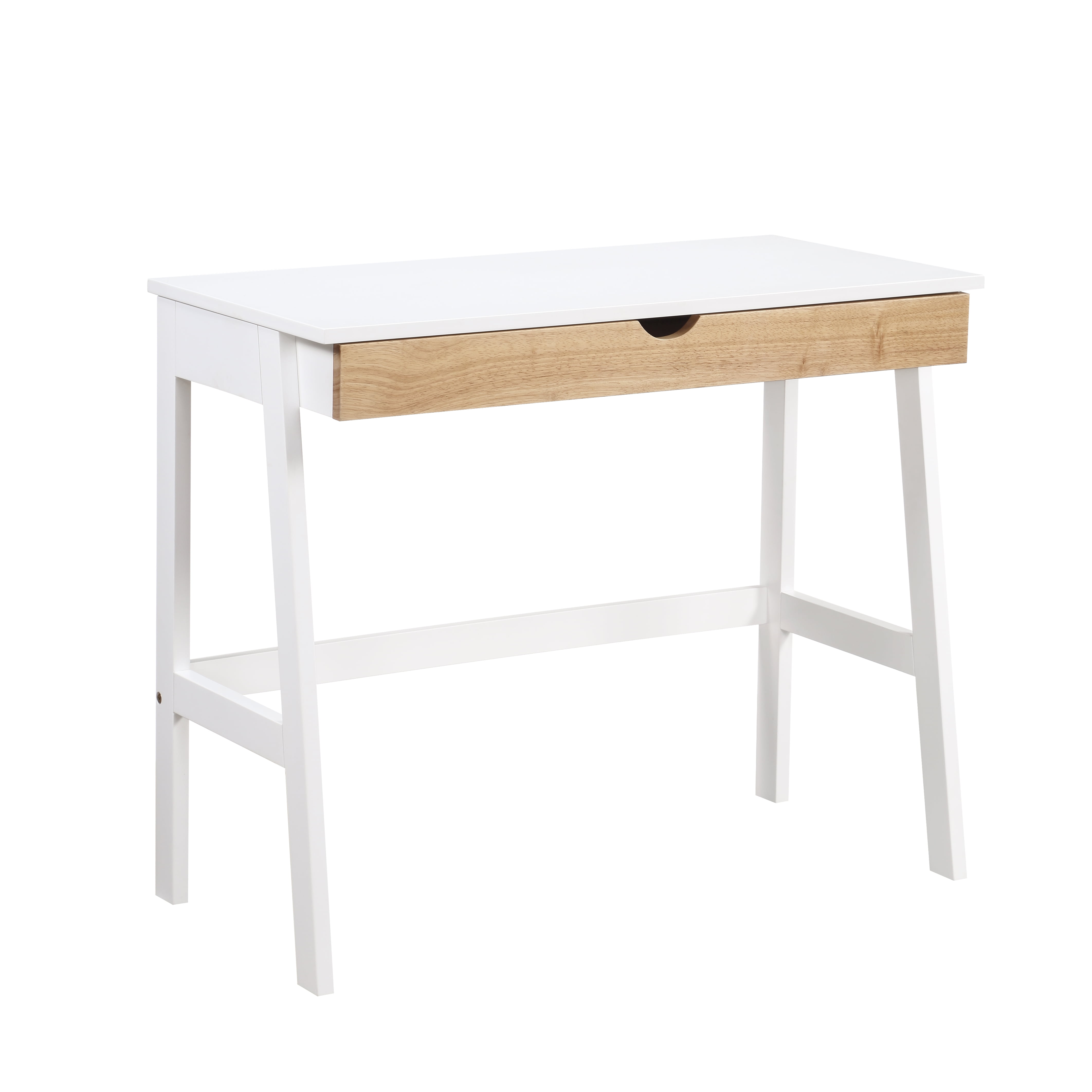 DUOSONG Hilton Desk In White/Natural White Solid Wood Furniture Office ...