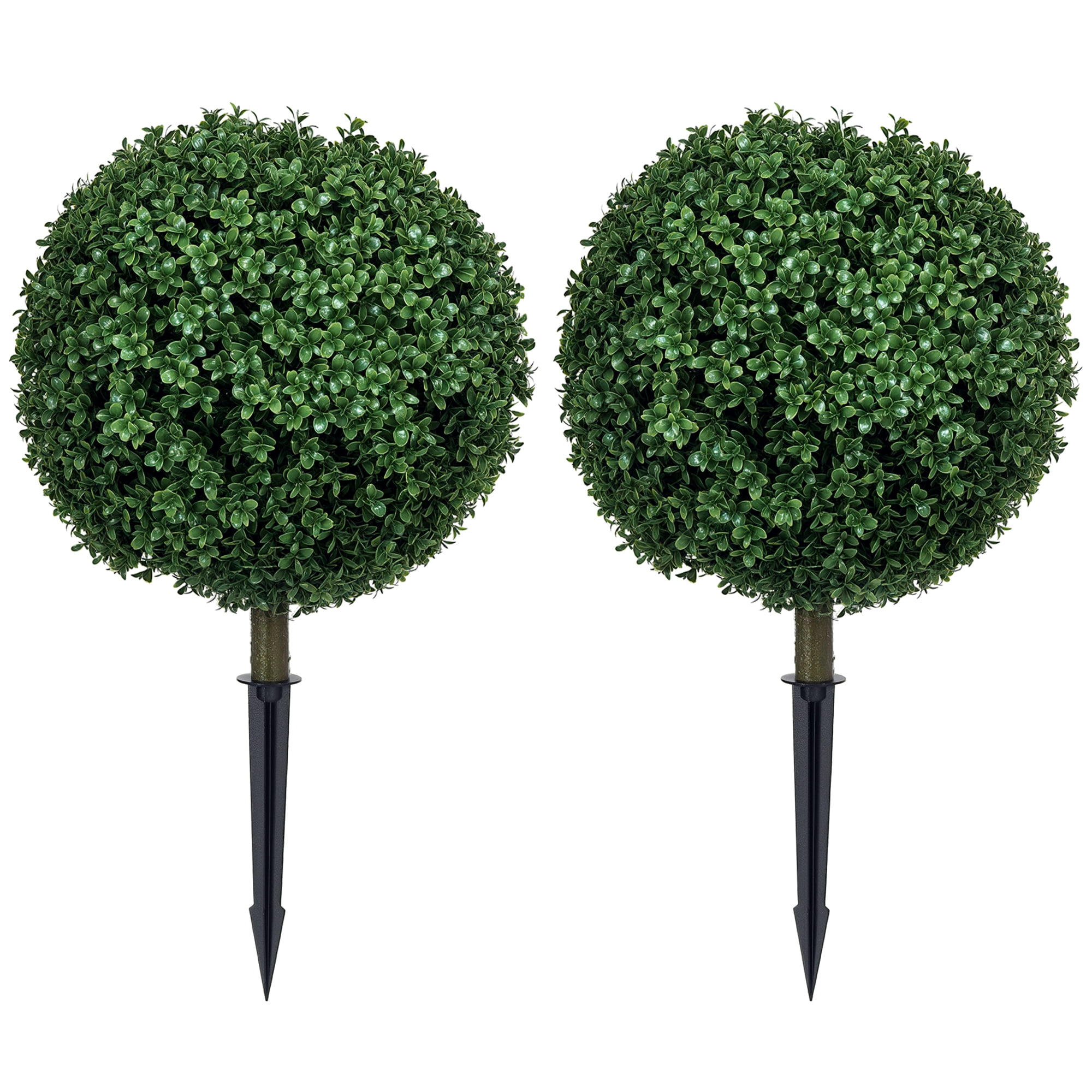 DUOSONG Homcom 1.3' (15.7") Artificial Boxwood Topiary Trees With ...