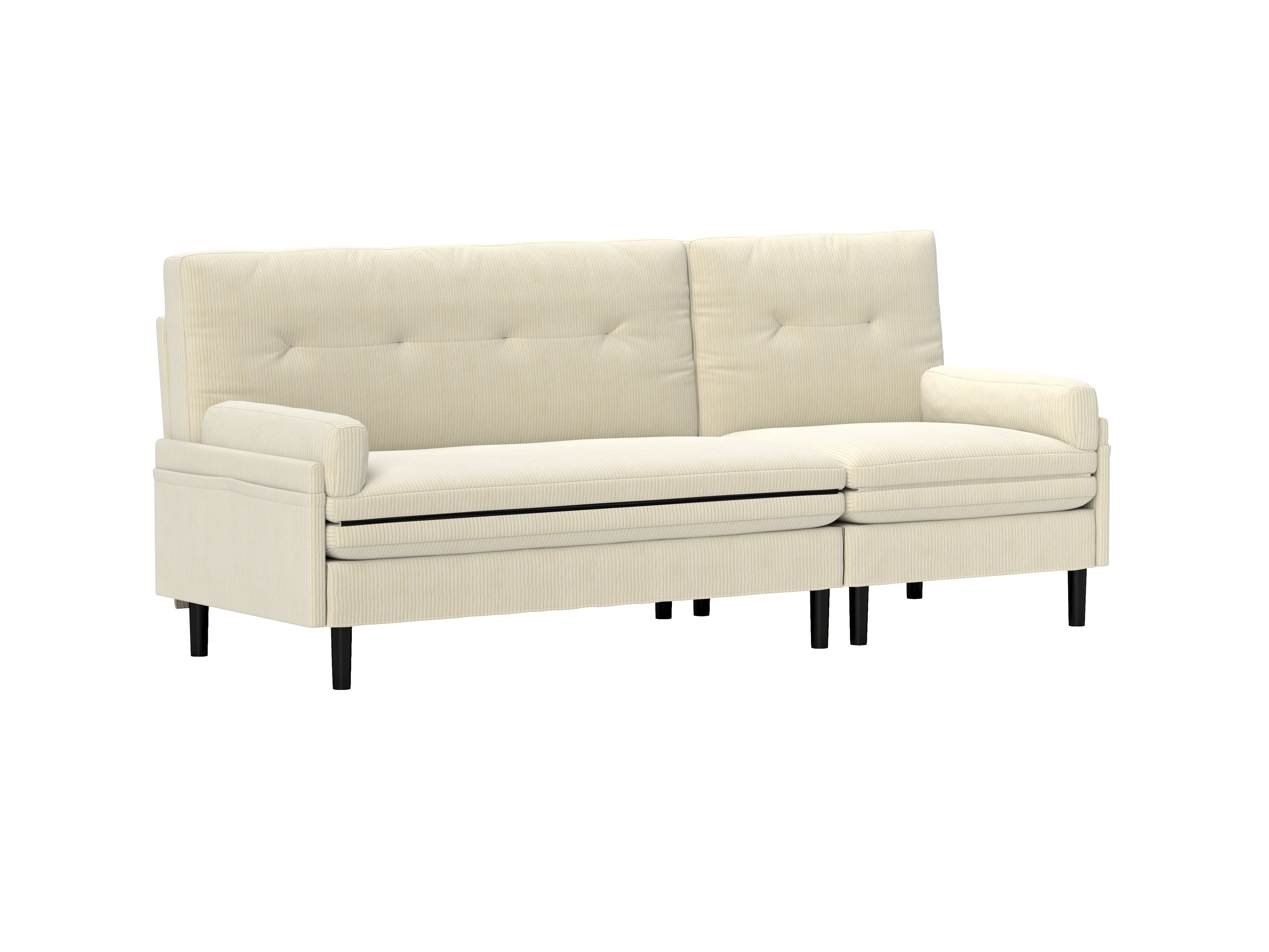 DUOSONG Ivory Corduroy Sectional Sofa: Convertible 3-Seater Sofa, L ...