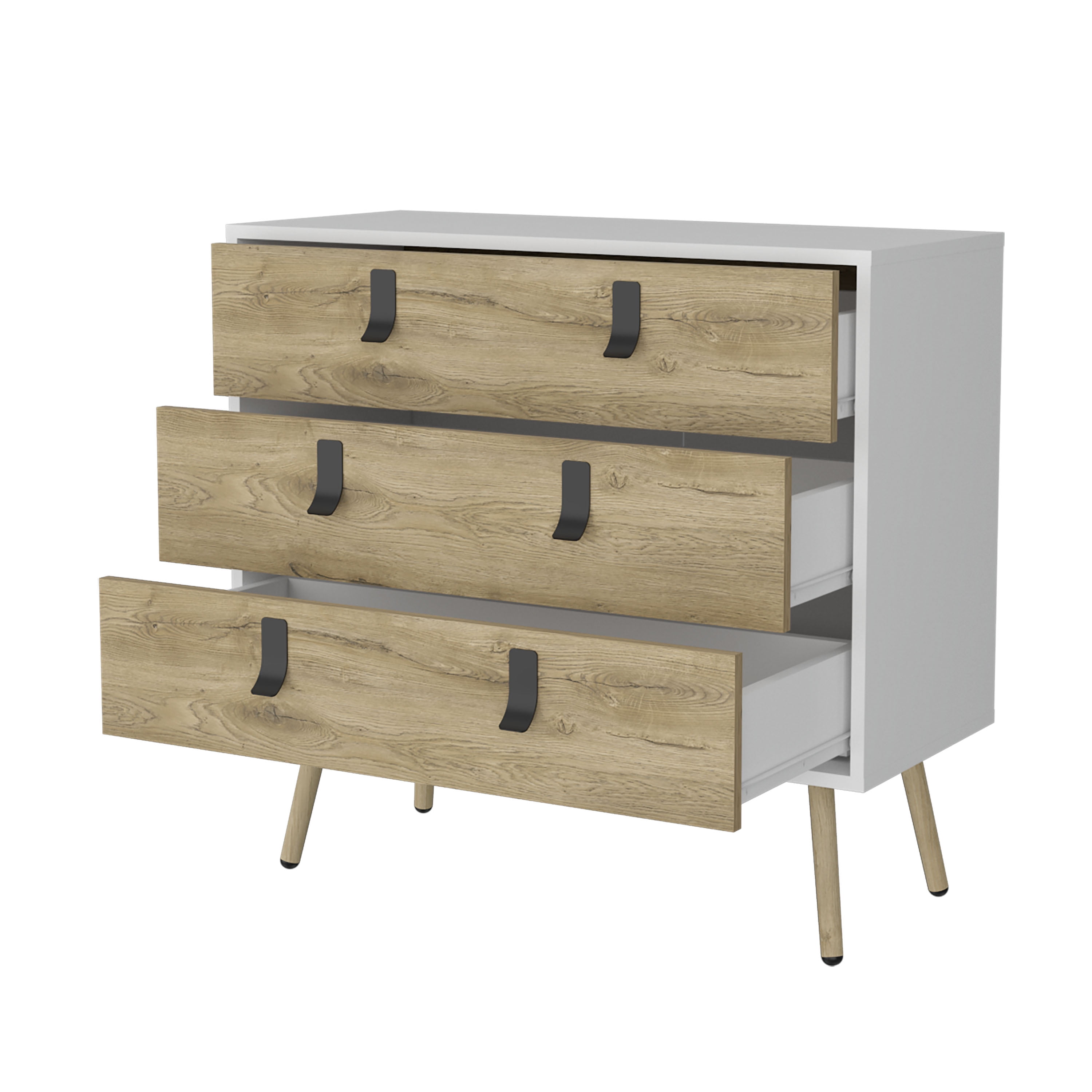 DUOSONG Kimball 3-Drawer Dresser, Modern Chic Storage With Wooden Legs ...
