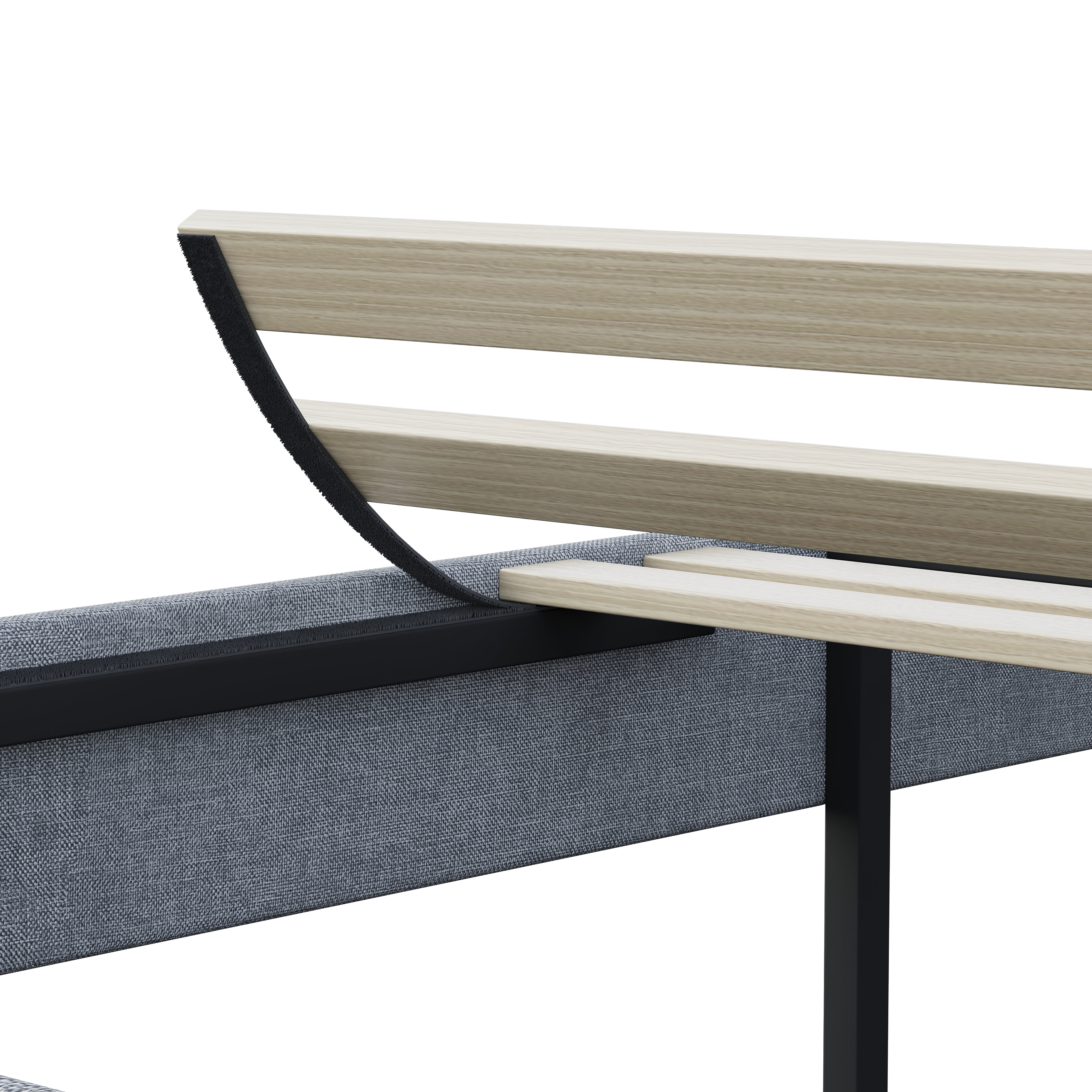 DUOSONG Light Grey Bed Frame With Adjustable Border Headboard Queen ...