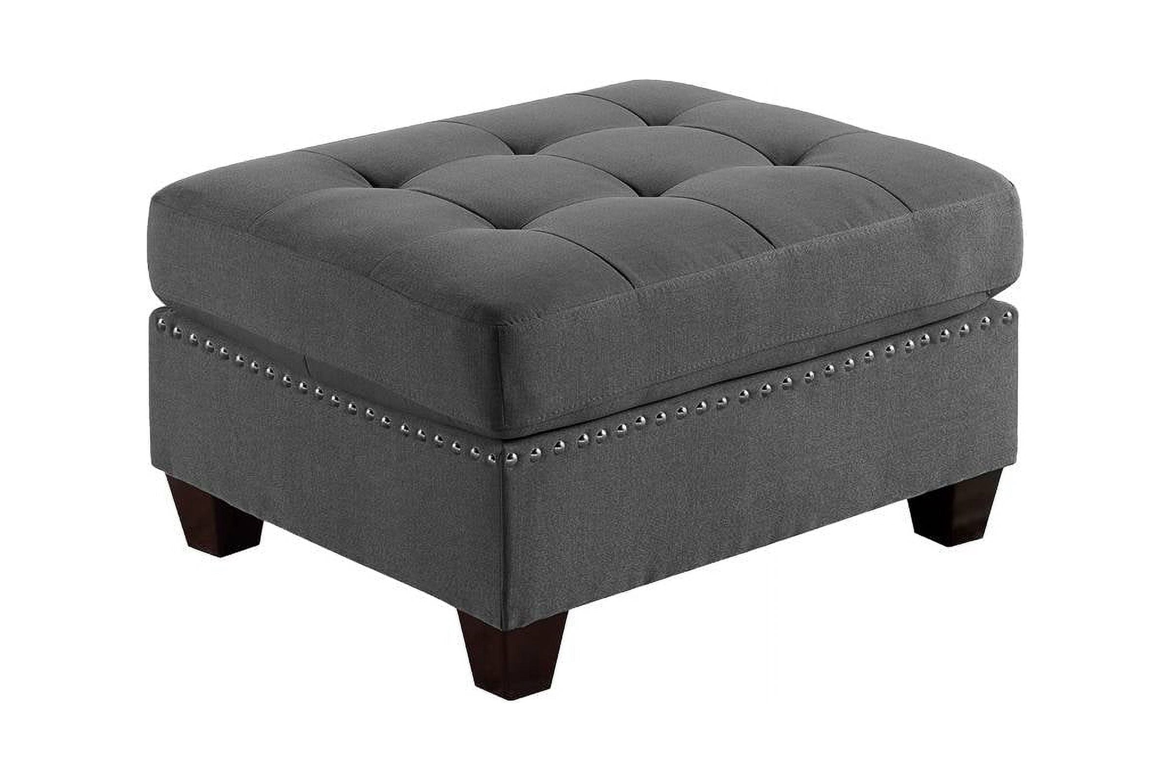 DUOSONG Living Room Furniture Tufted Ottoman, Gray Linen-Like Fabric ...
