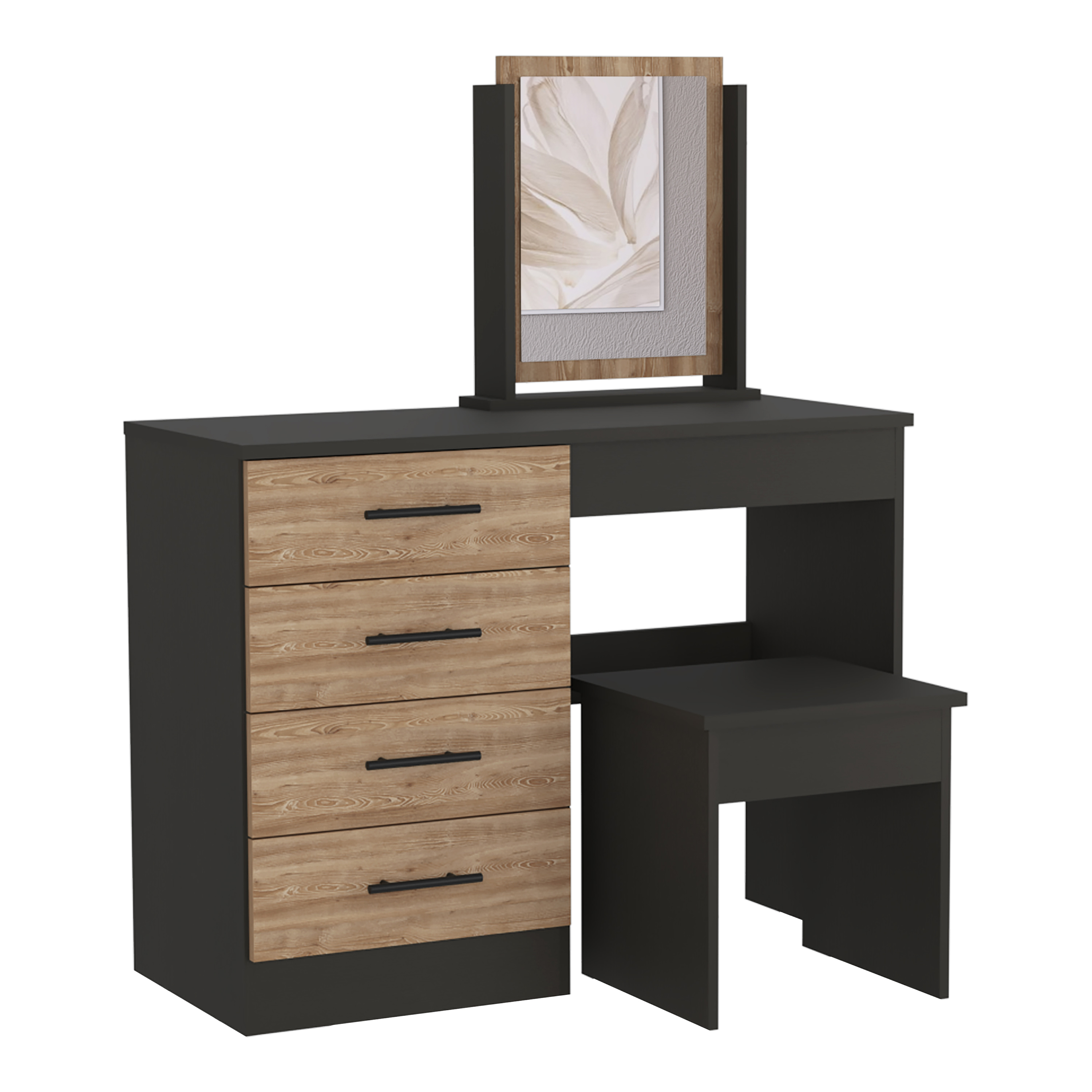 DUOSONG Makeup Dressing Table Roxx, Bedroom, Black / Pine Multicolor ...