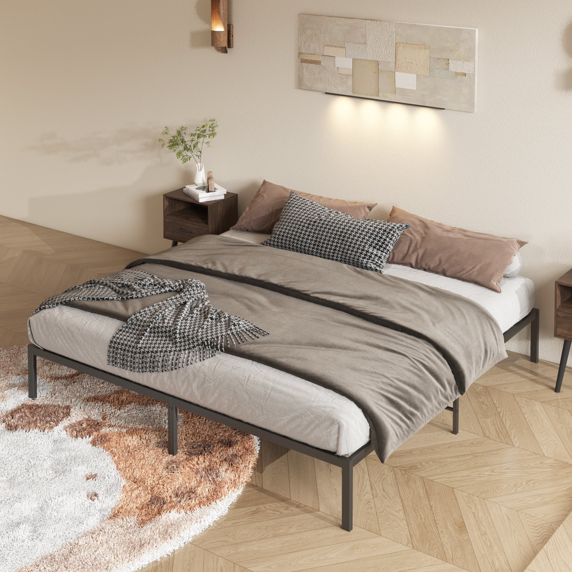 DUOSONG Metal Platform Bed Frame ,Sturdy Metal Frame, No Box Spring ...