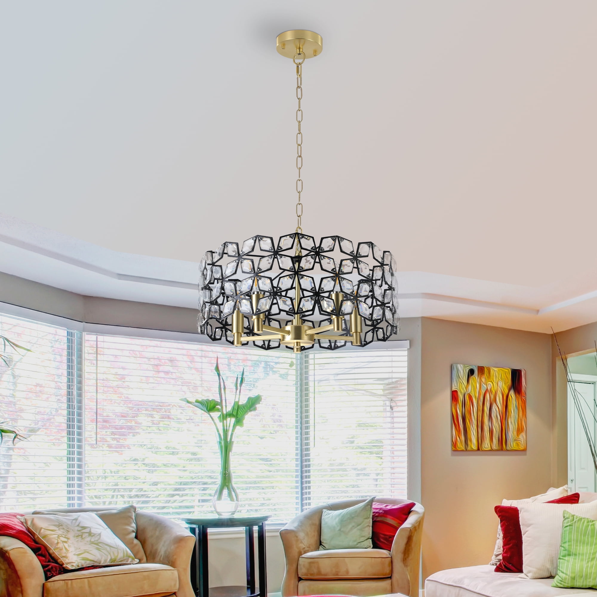 DUOSONG Modern Crystal Chandelier For Living-Room Round Cristal Lamp ...