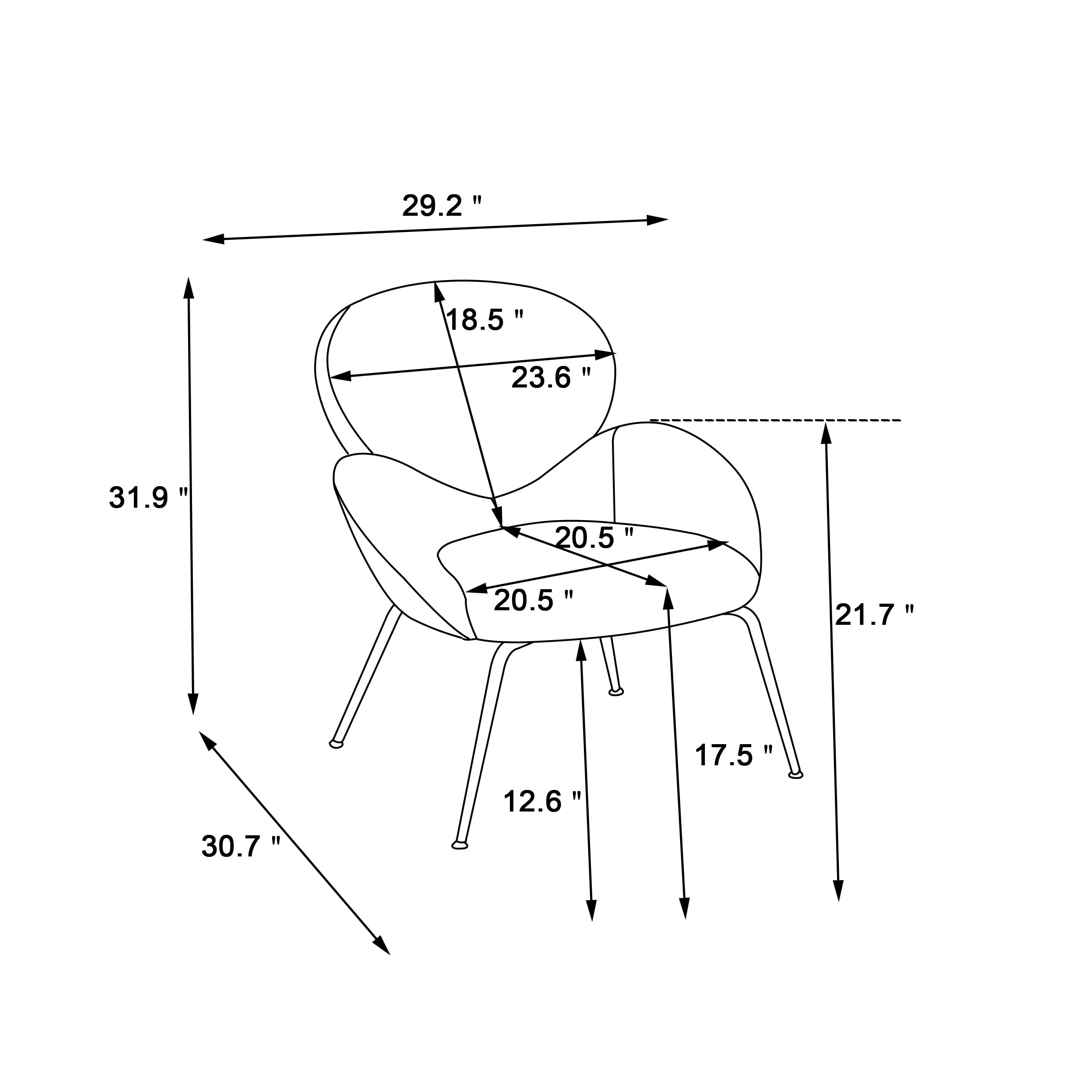DUOSONG Modern Sherpa Chairs Accent Armchairs For Living Dining Room ...