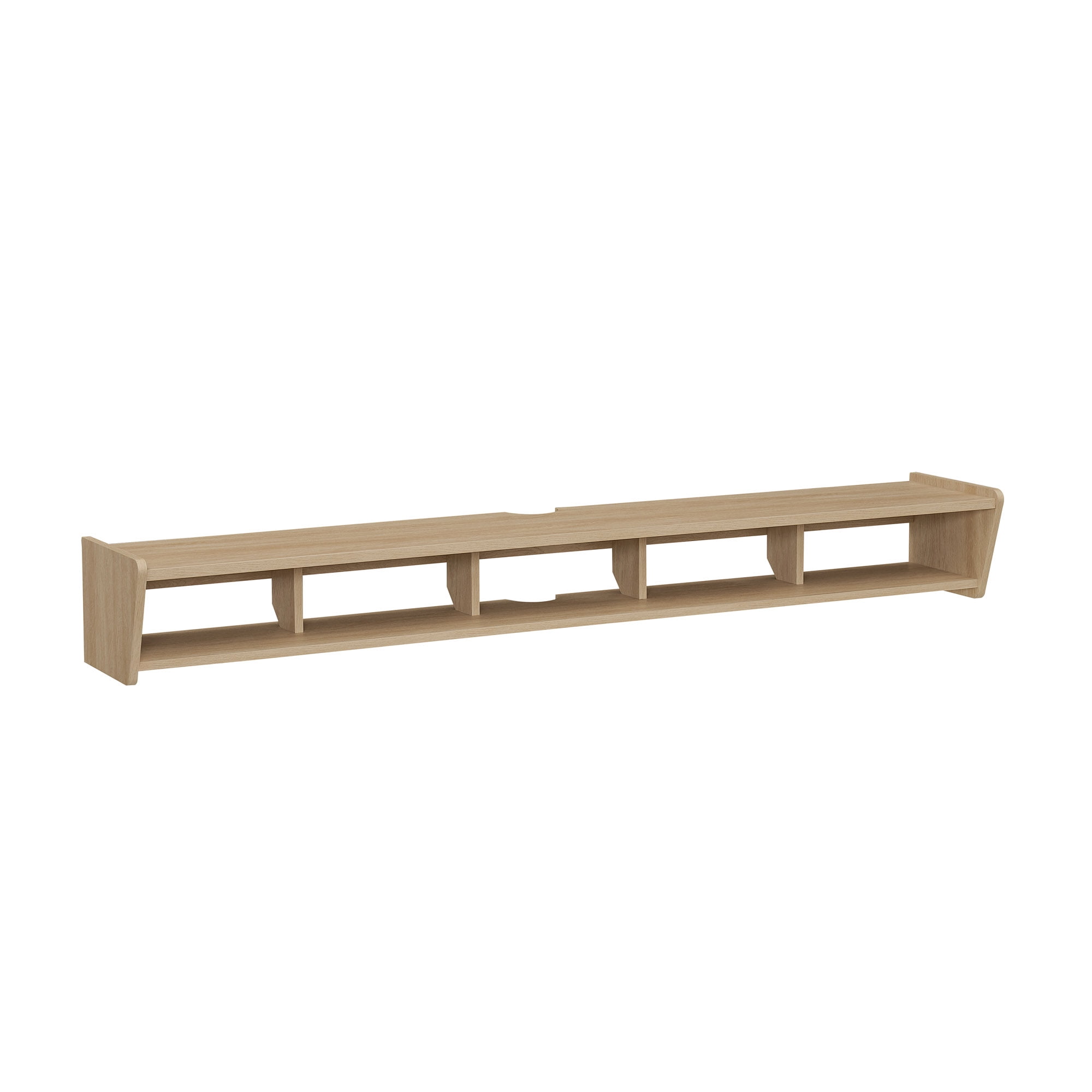 DUOSONG Modern Wall-Mounted Floating Tv Stand – Coastal Oak Light Brown ...