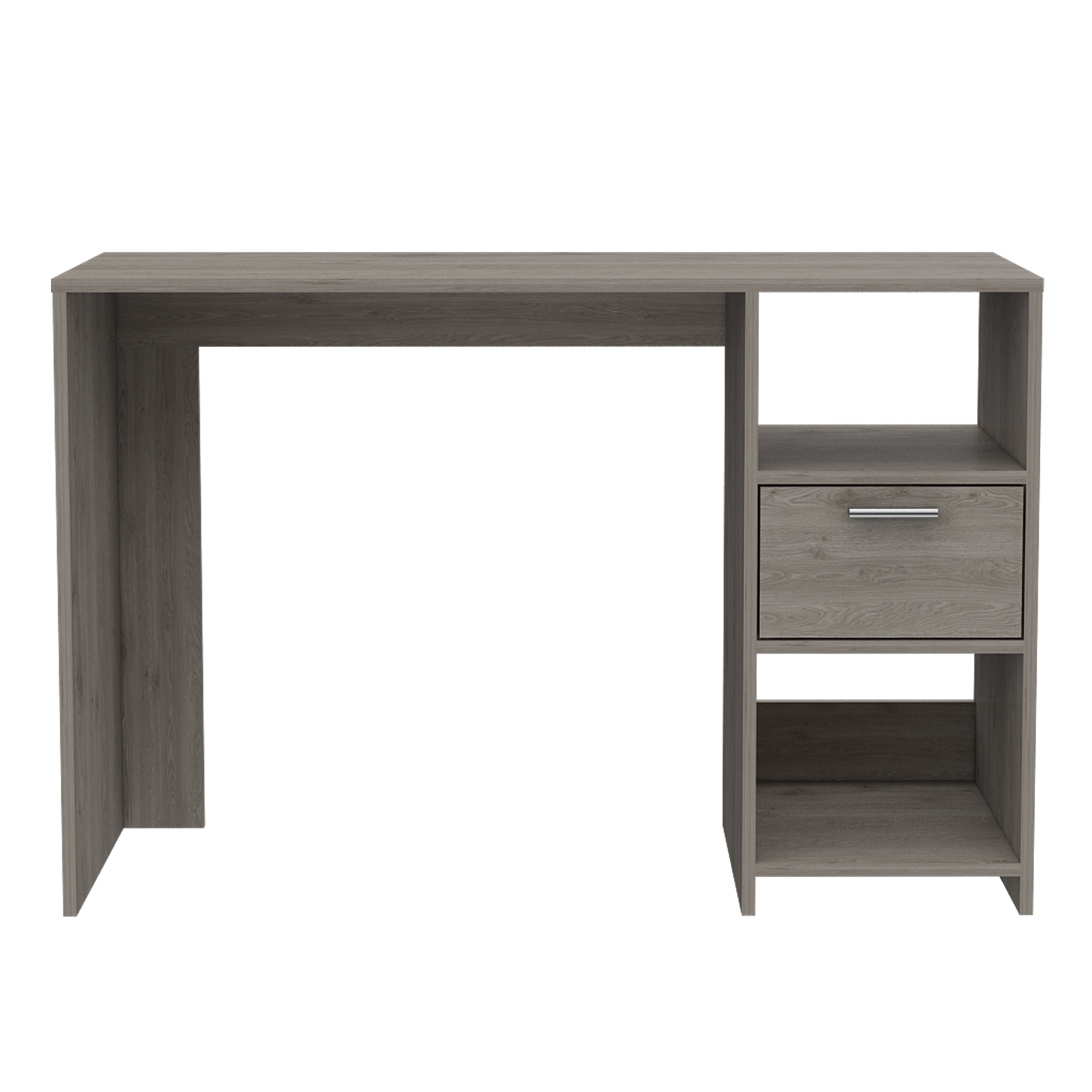 DUOSONG Omma Computer Desk, One Drawer, Two Shelves Grey Engineered ...