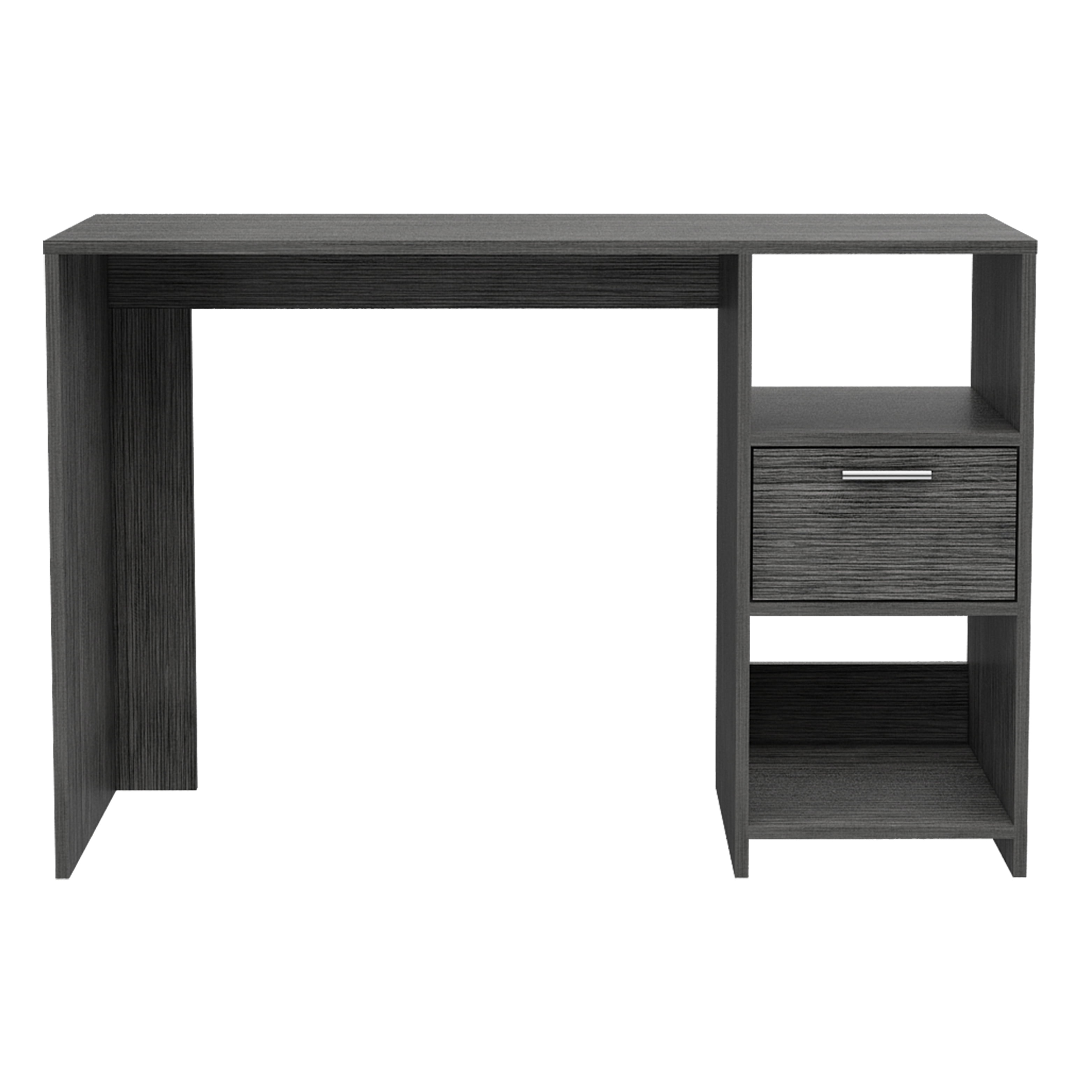 DUOSONG Omma Computer Desk, One Drawer, Two Shelves Grey Engineered ...