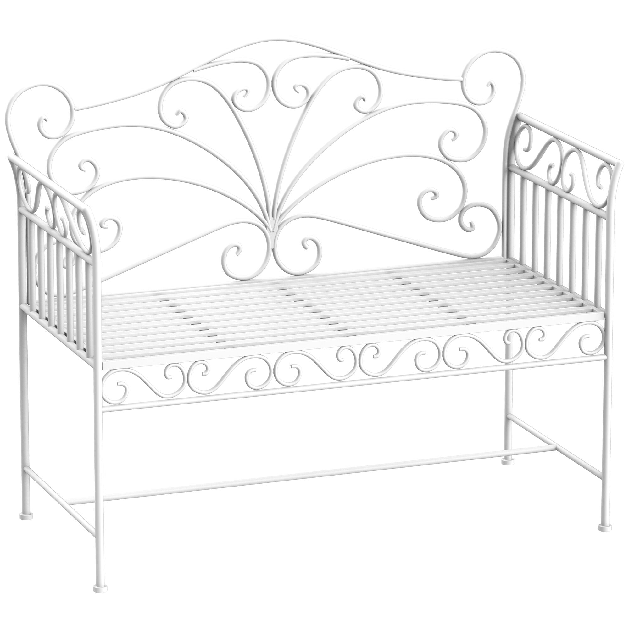 DUOSONG Outsunny 43" Garden Bench, Outdoor Patio Bench With Armrests ...